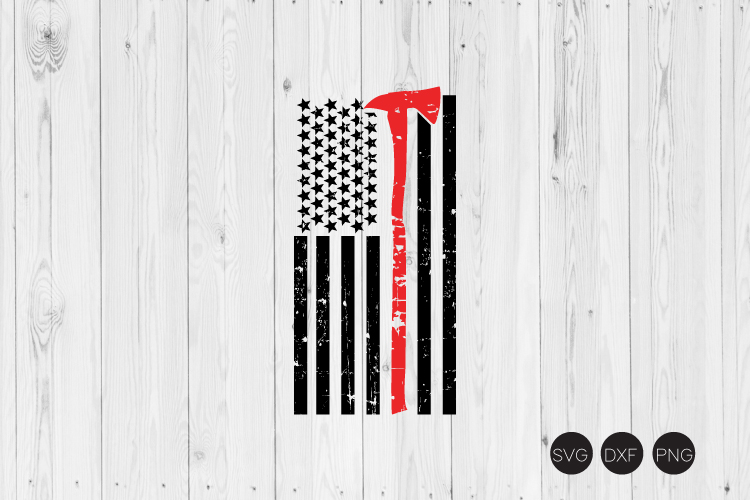 Firefighter Axe Distressed Flag SVG