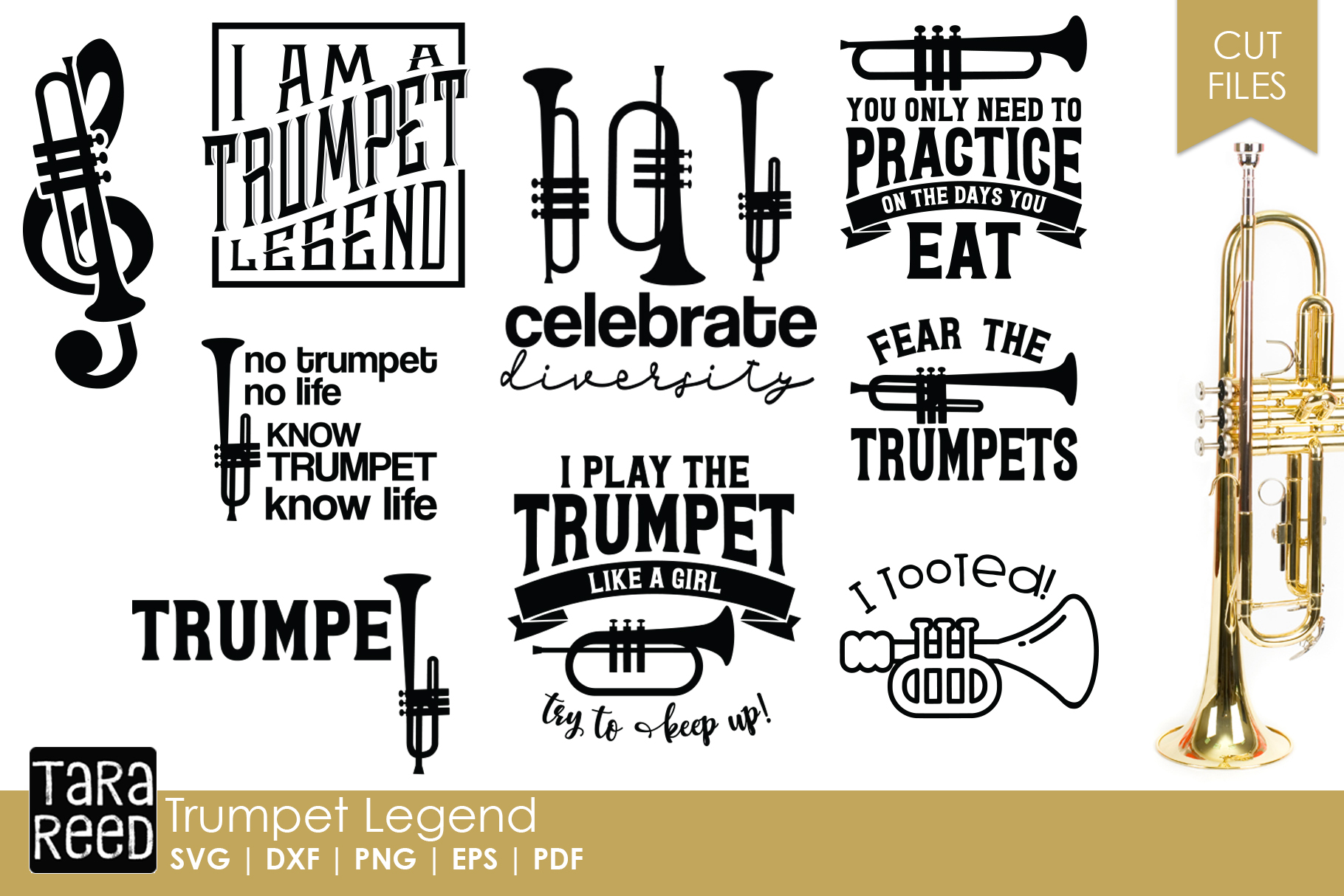 Trumpet Legend - Trumpet SVG & Cut Files for Crafters (155333) | Cut ...