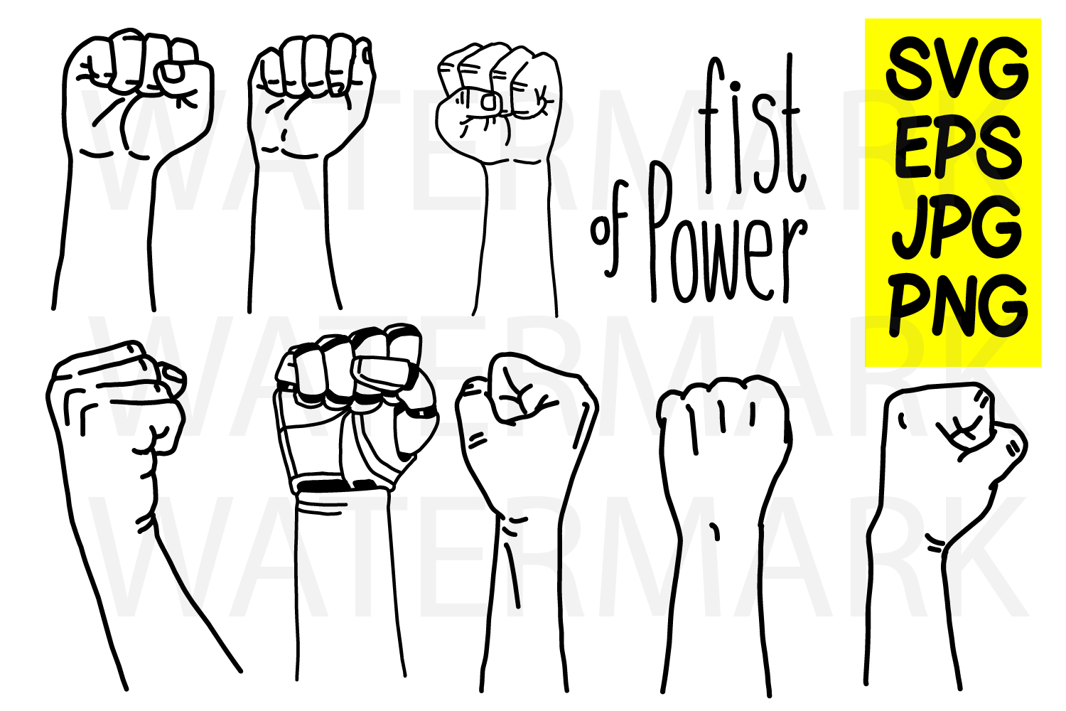 Fist of Power Bundle Set - SVG/EPS/JPG/PNG