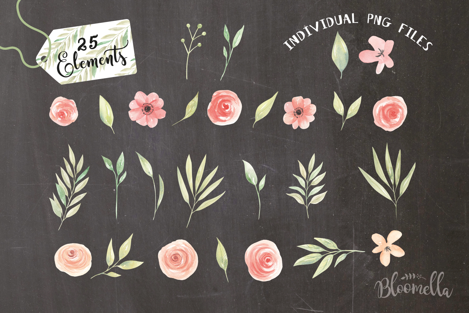 Sweet Peach Flower Floral Watercolor Frames Patterns Clipart