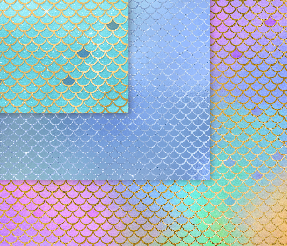 Mermaid Pastels Digital Paper