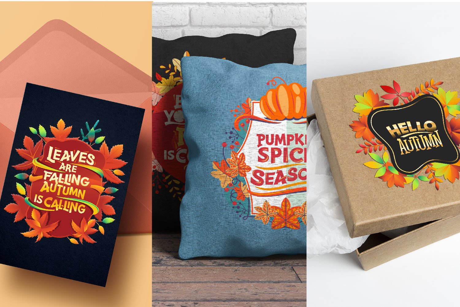 Fall and Thanksgiving Bundle Cards Vector Illustration (304342 ...