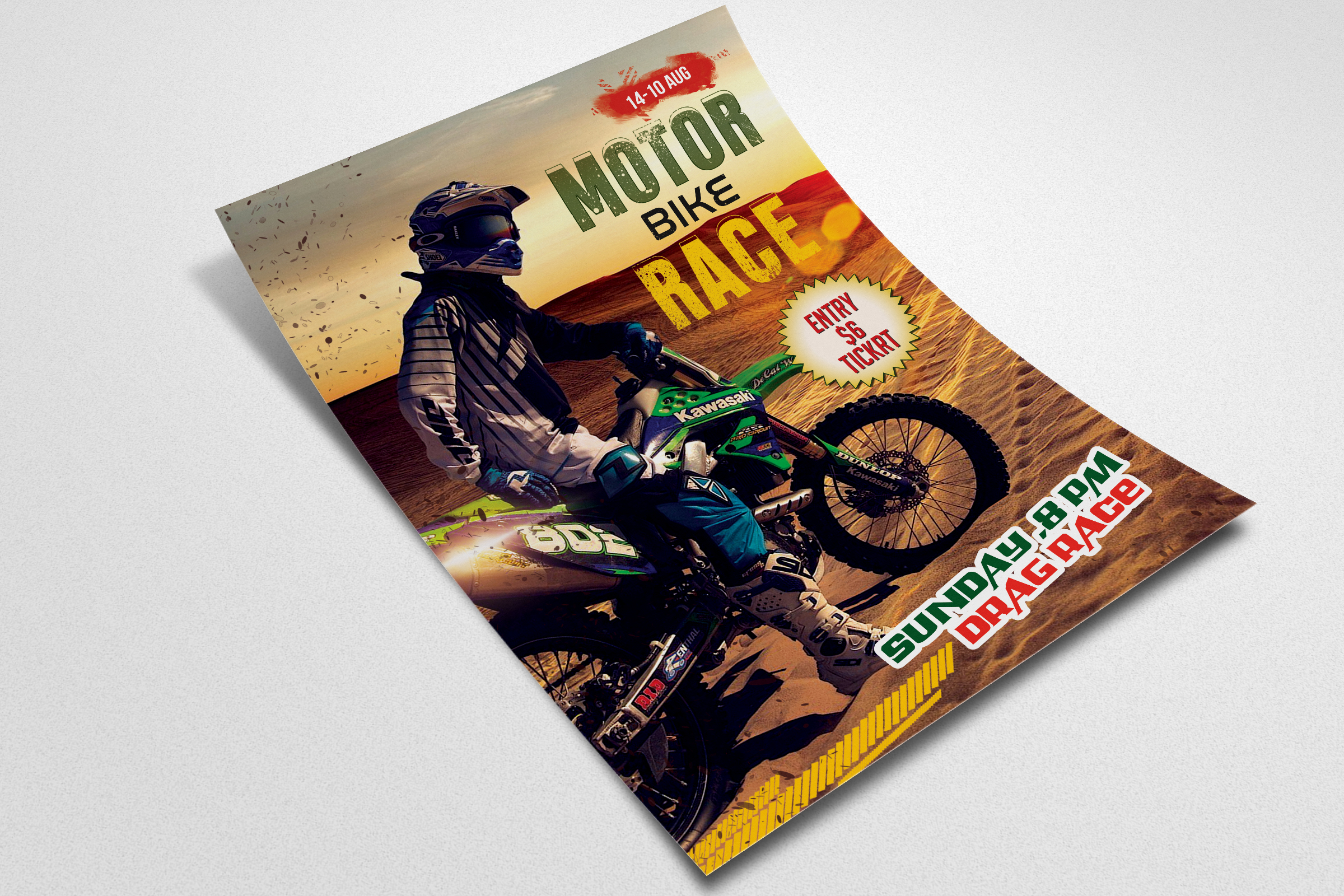 Bike Racing Flyer Template (56348) | Flyers | Design Bundles