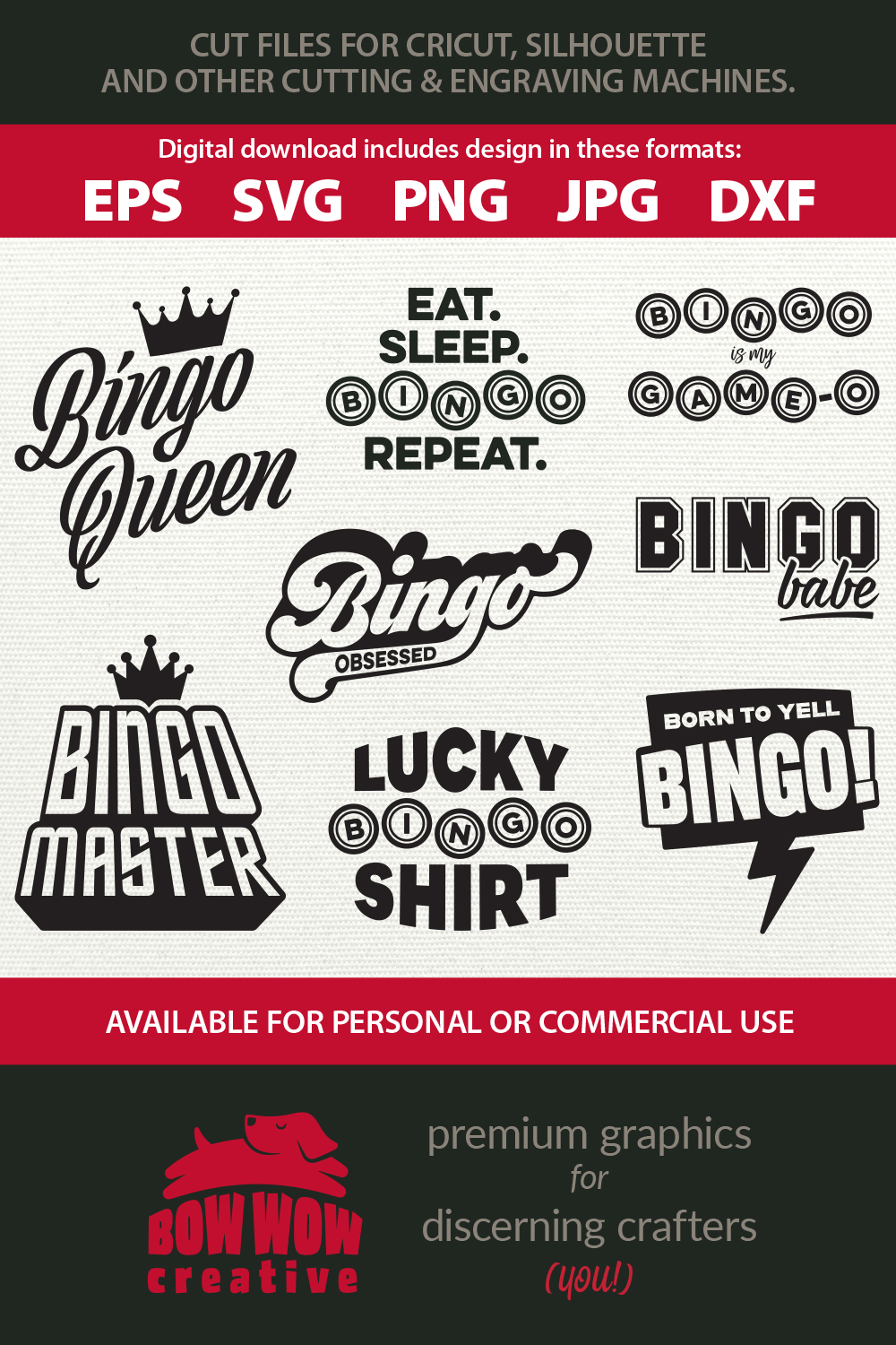 Bingo quotes bundle - SVG, EPS, JPG, PNG, DXF files