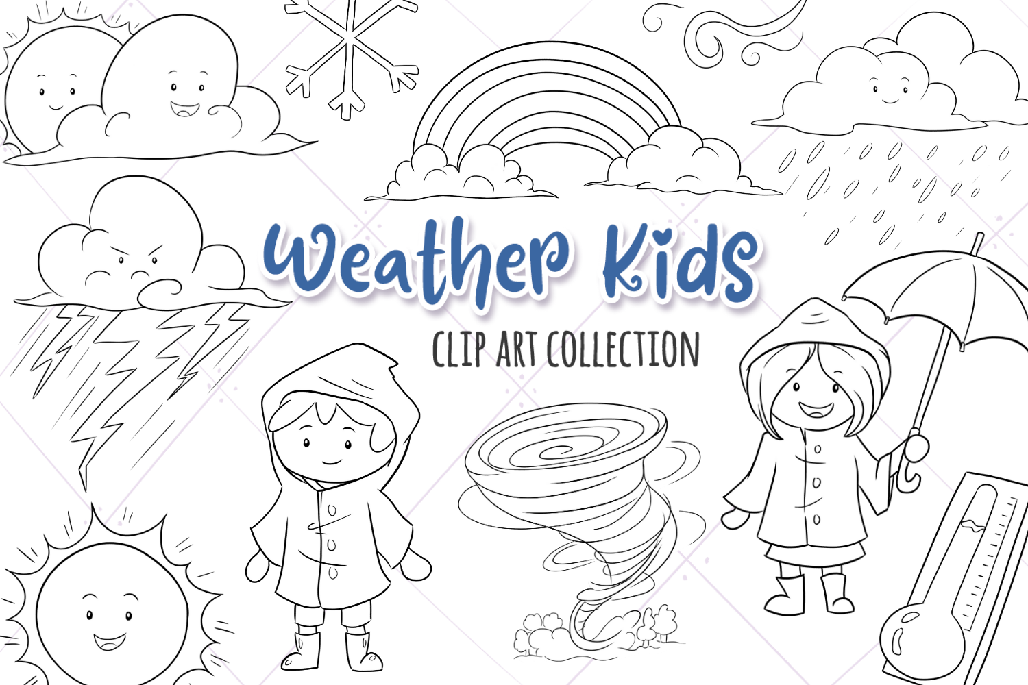 Cute Weather Kids Clip Art Collection