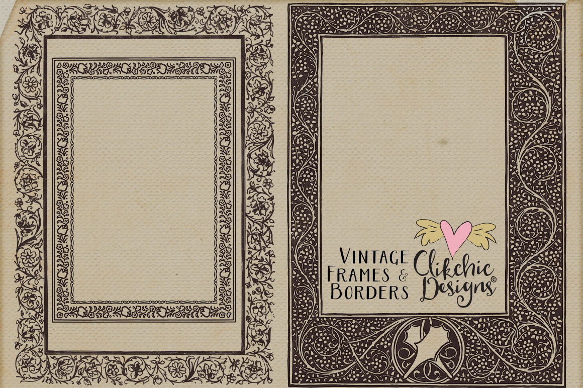 Vintage Frames and Borders plus Photoshop Brushes (86251) | Brushes ...