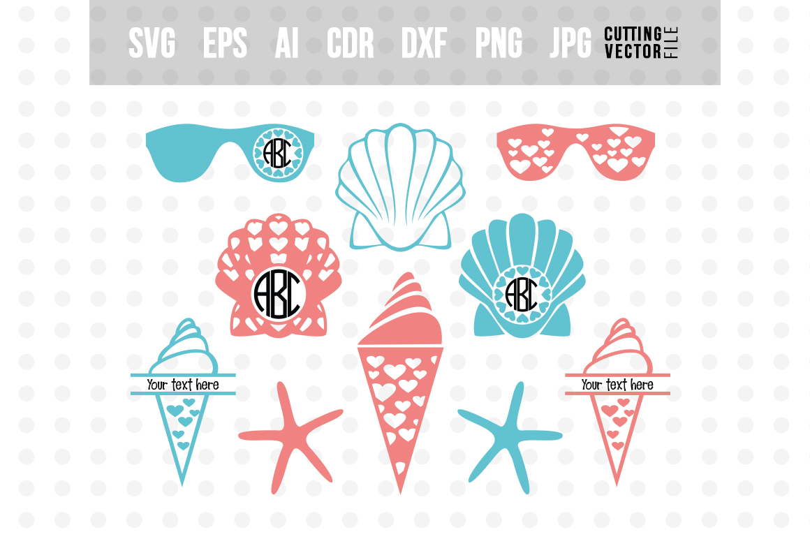 Summer Monogram Bundle - svg, eps, ai, cdr, dxf, png, jpg (122376 ...
