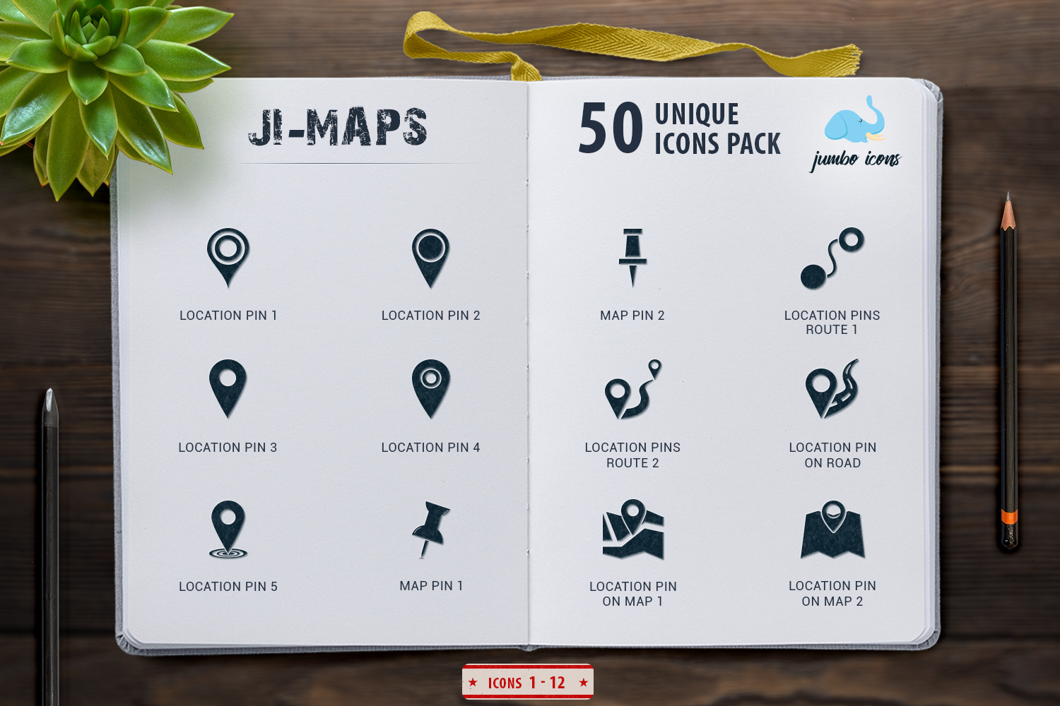 Glyph Map Icons Set