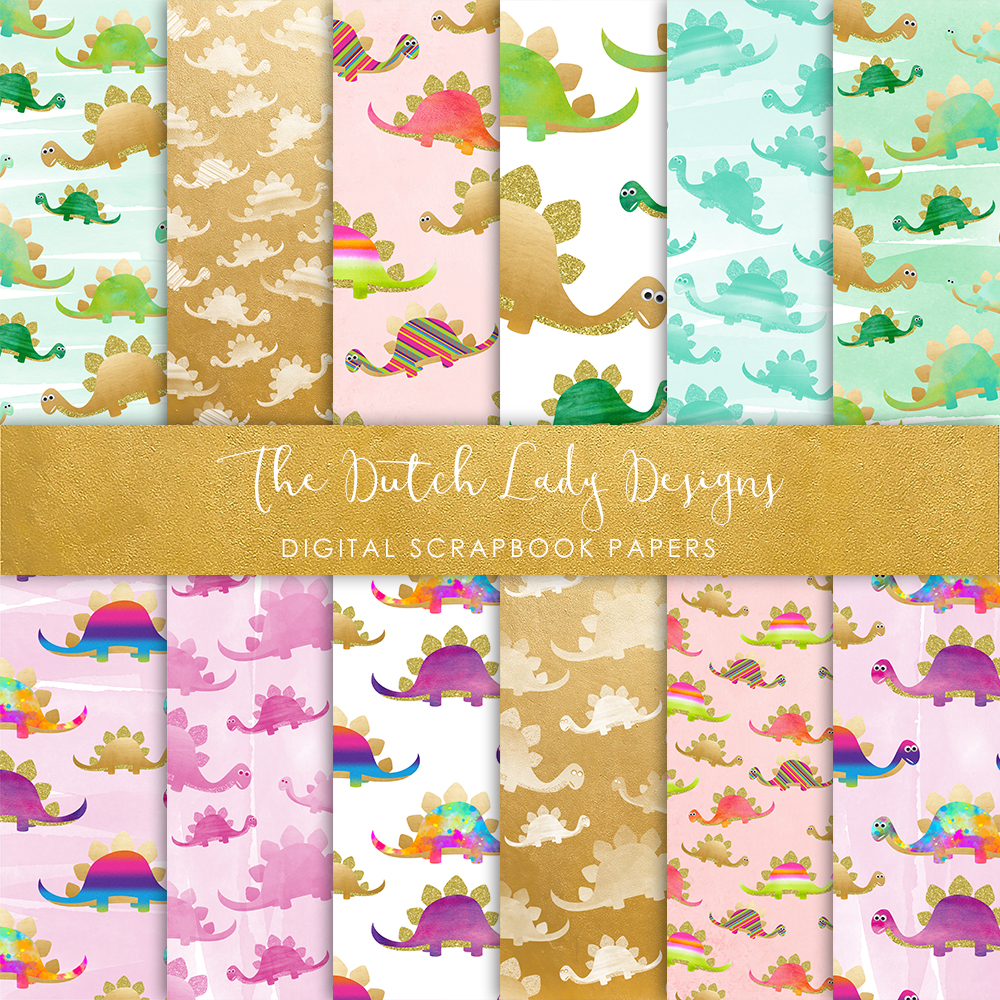 Cute Dinosaur Patterns - Scrapbook Papers
