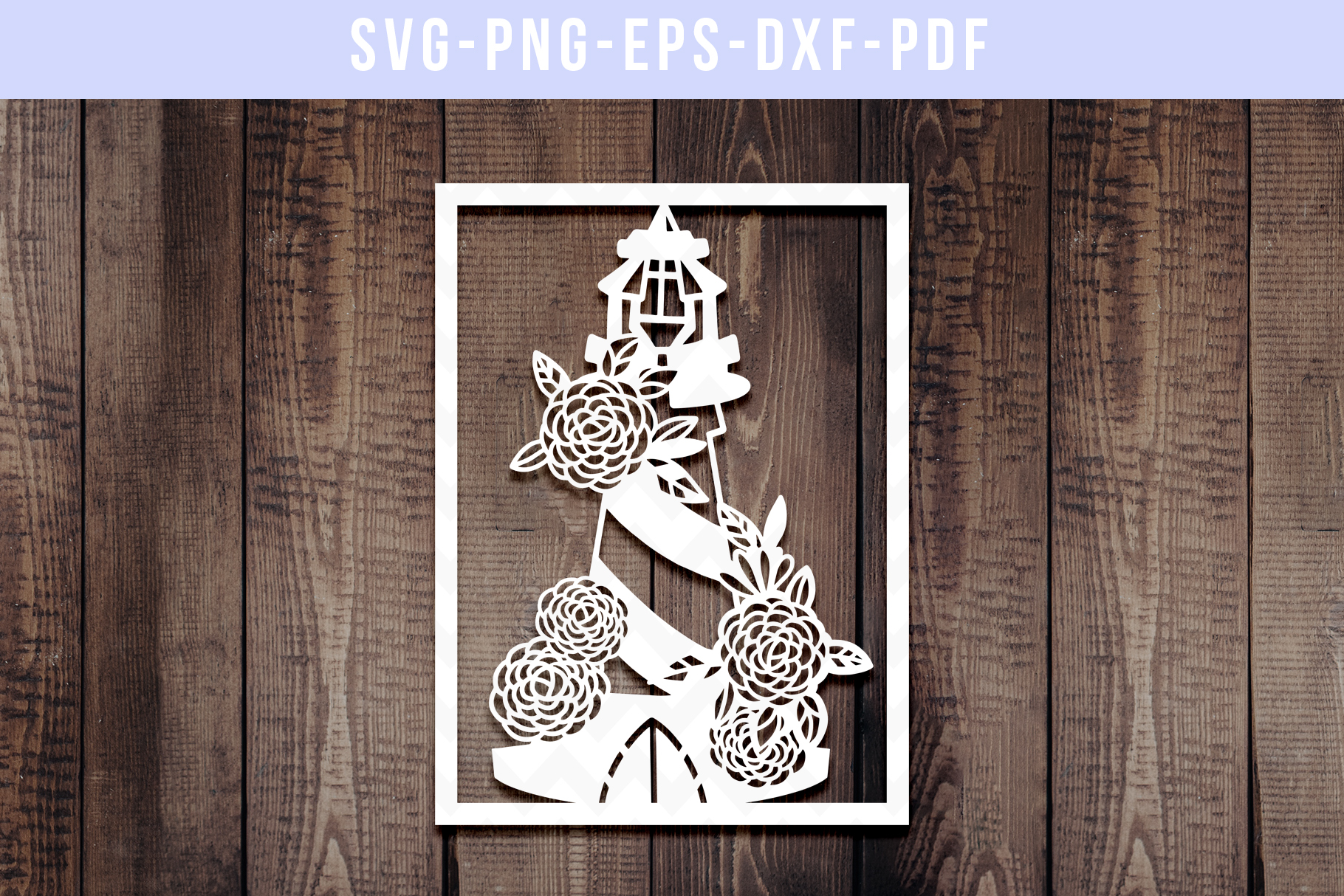 Lighthouse Frame Papercut Template, Nautical Summer SVG PDF