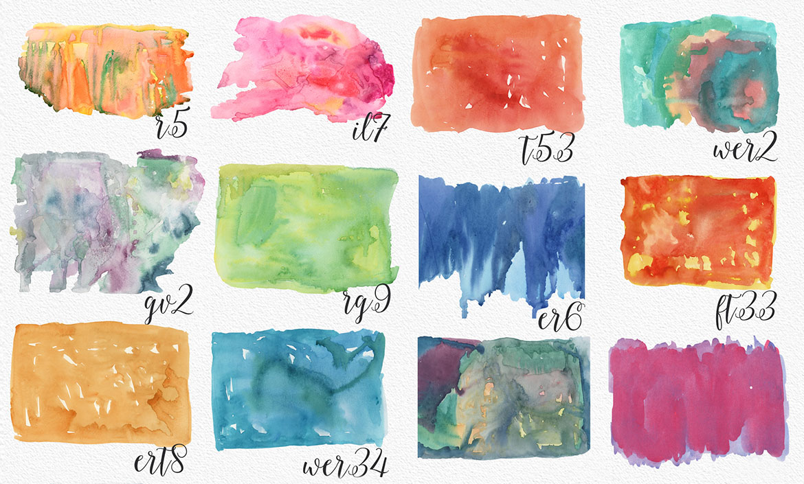 52 Watercolour textures PNG