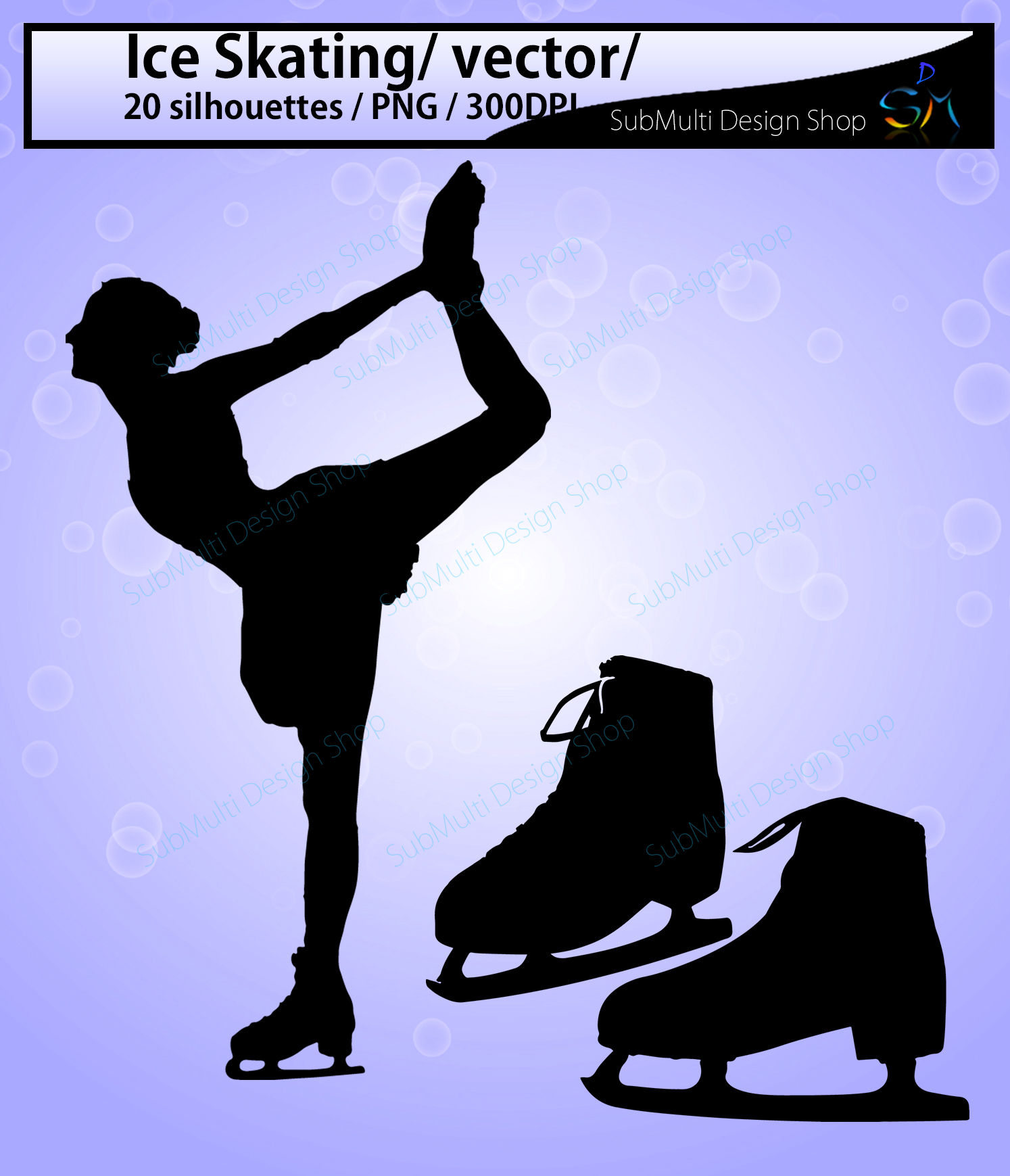 Ice Skating silhouette/ ice Skating / Ice Skating clipart / High ...