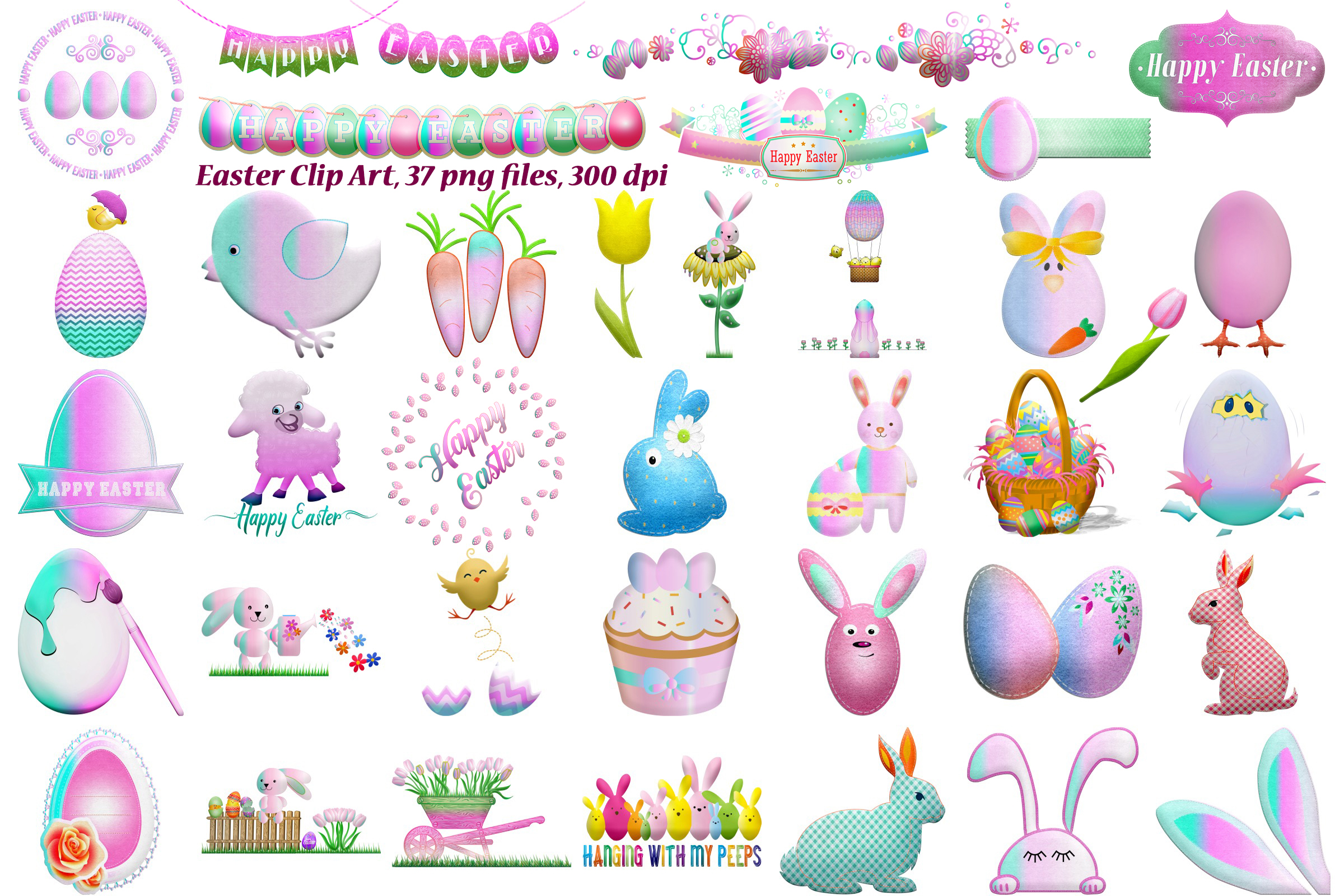 Easter Pastel Colors Clip Art