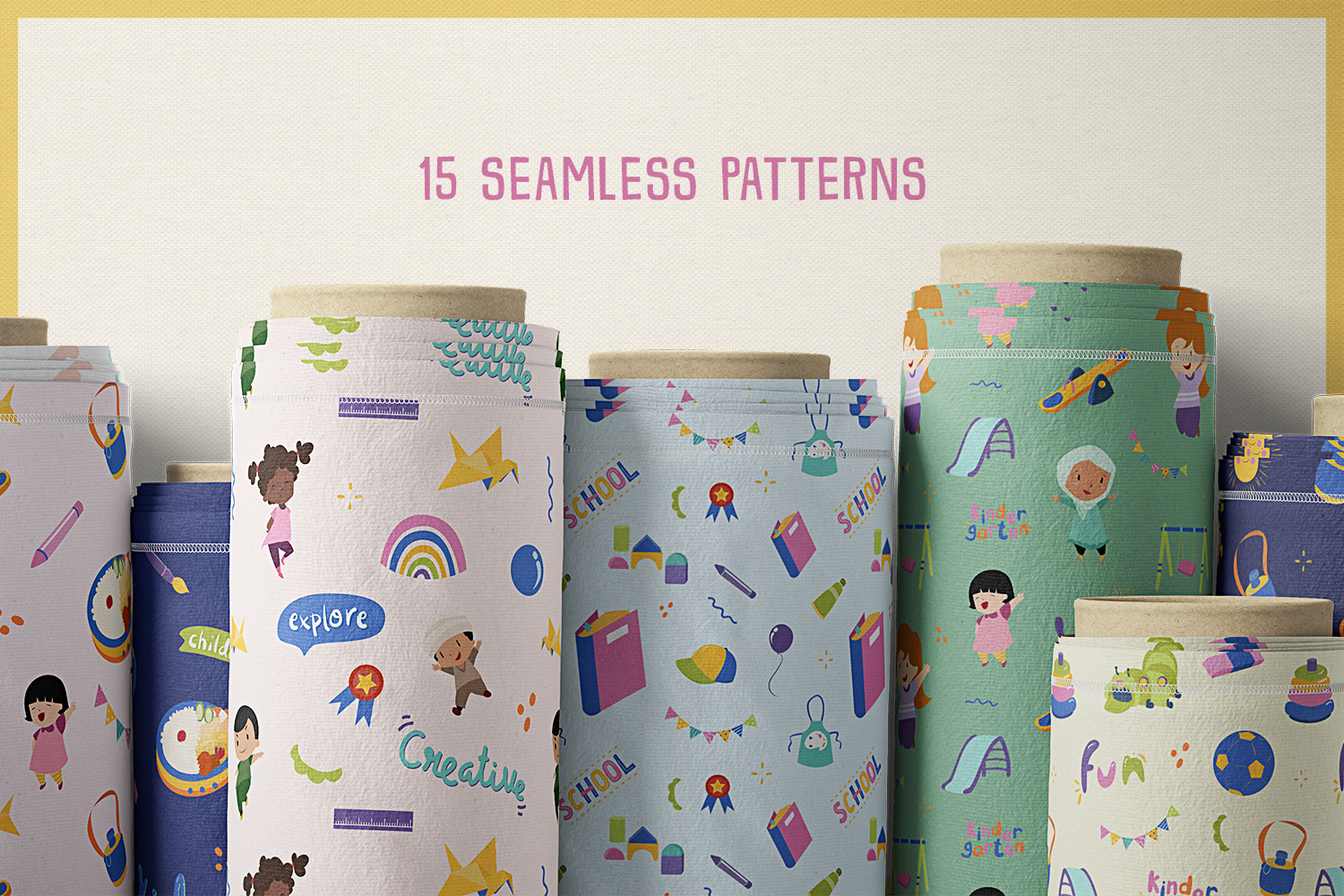 Kindergarten Vector Clipart & Seamless Patterns