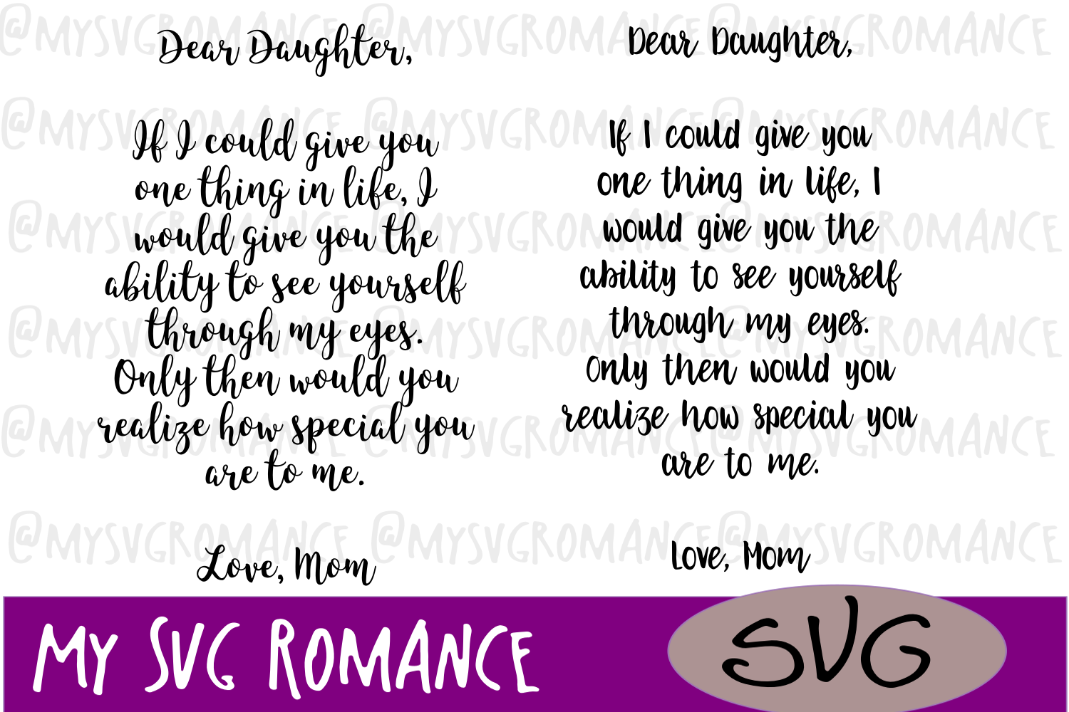 Dear Daughter - SVG - Version 1 & 2 - Cut File (172685) | SVGs | Design ...
