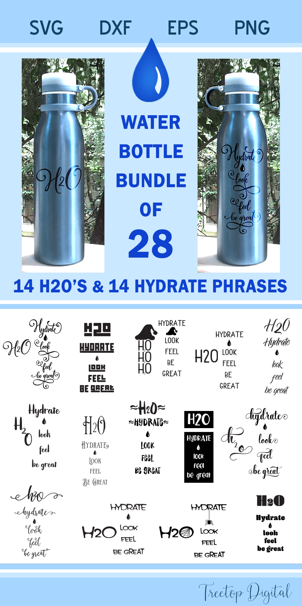 Drink Water Reminder, H2O, a Water Bottle SVG Bundle