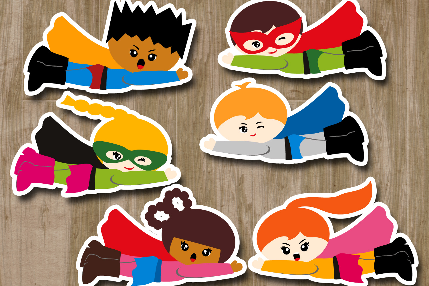 Flying superhero with emotion clipart / boys girls graphics (95949 ...