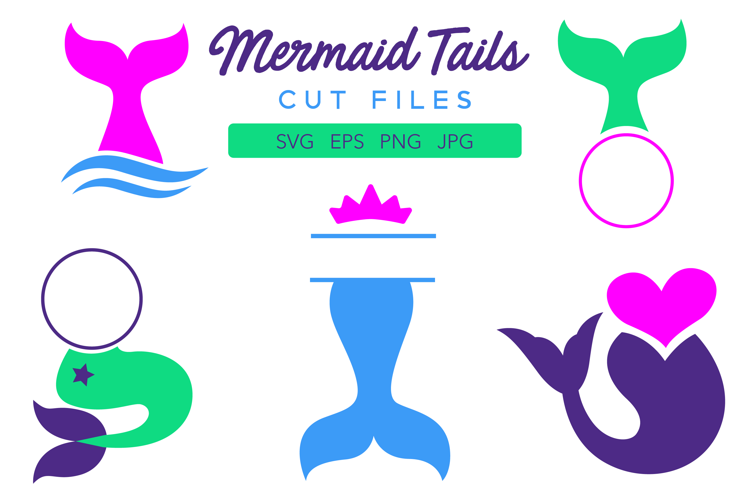 Mermaid Tails Cut Files (300601) | Cut Files | Design Bundles