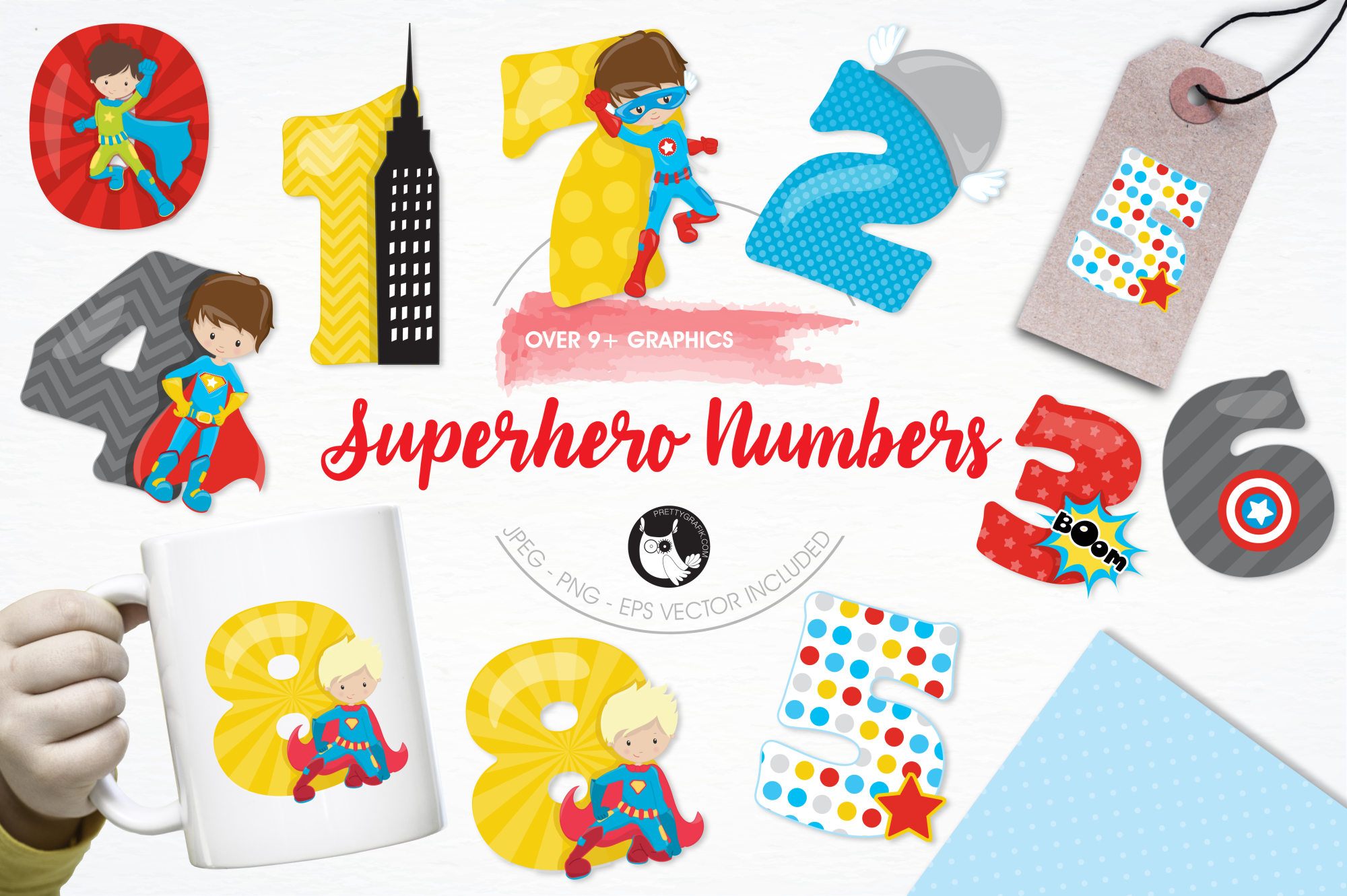 Superhero Numbers graphics and illustrations (14575) | Illustrations ...