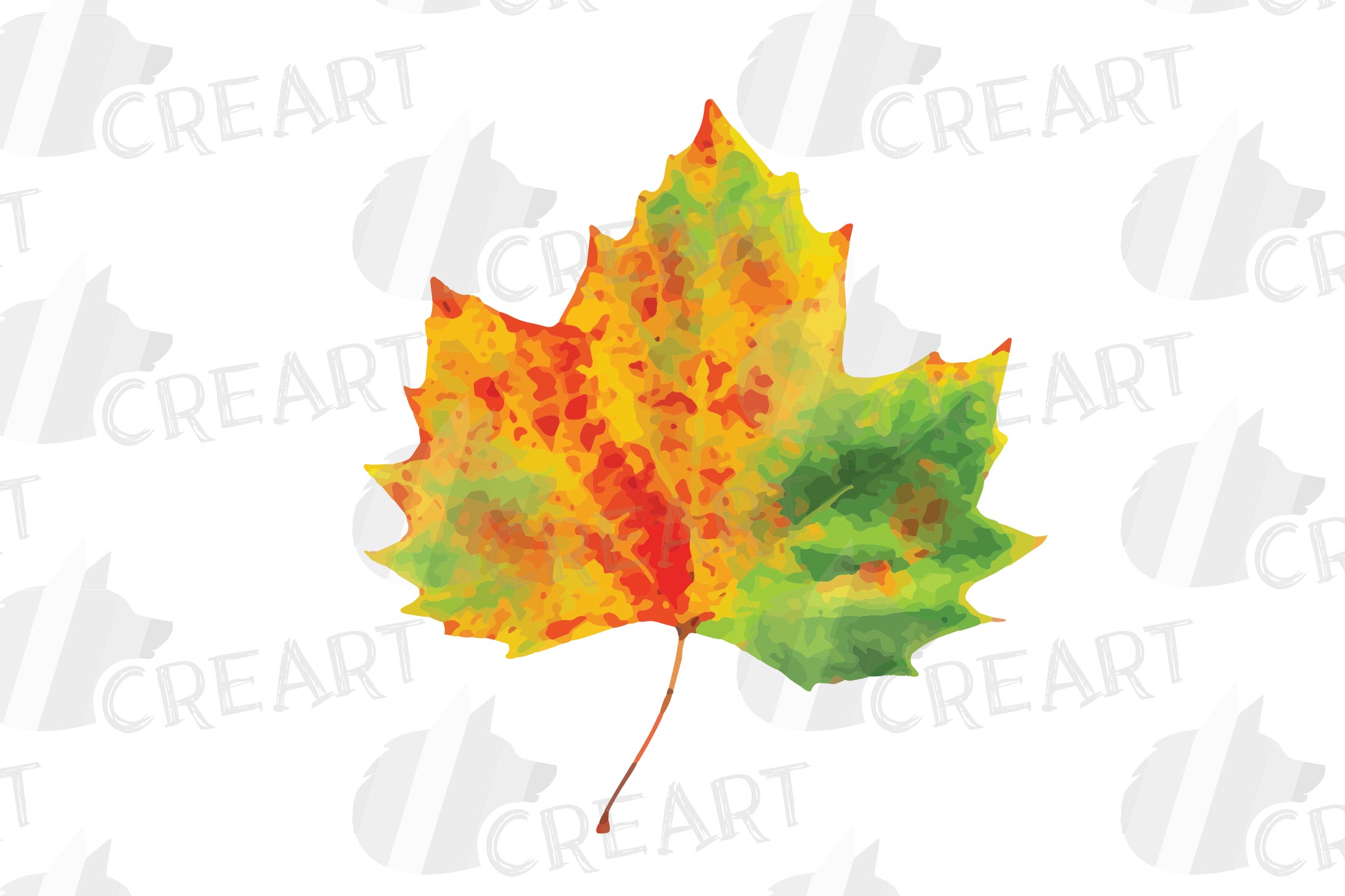 Autumn leaves decor clip art. Printable watercolor fall leaf