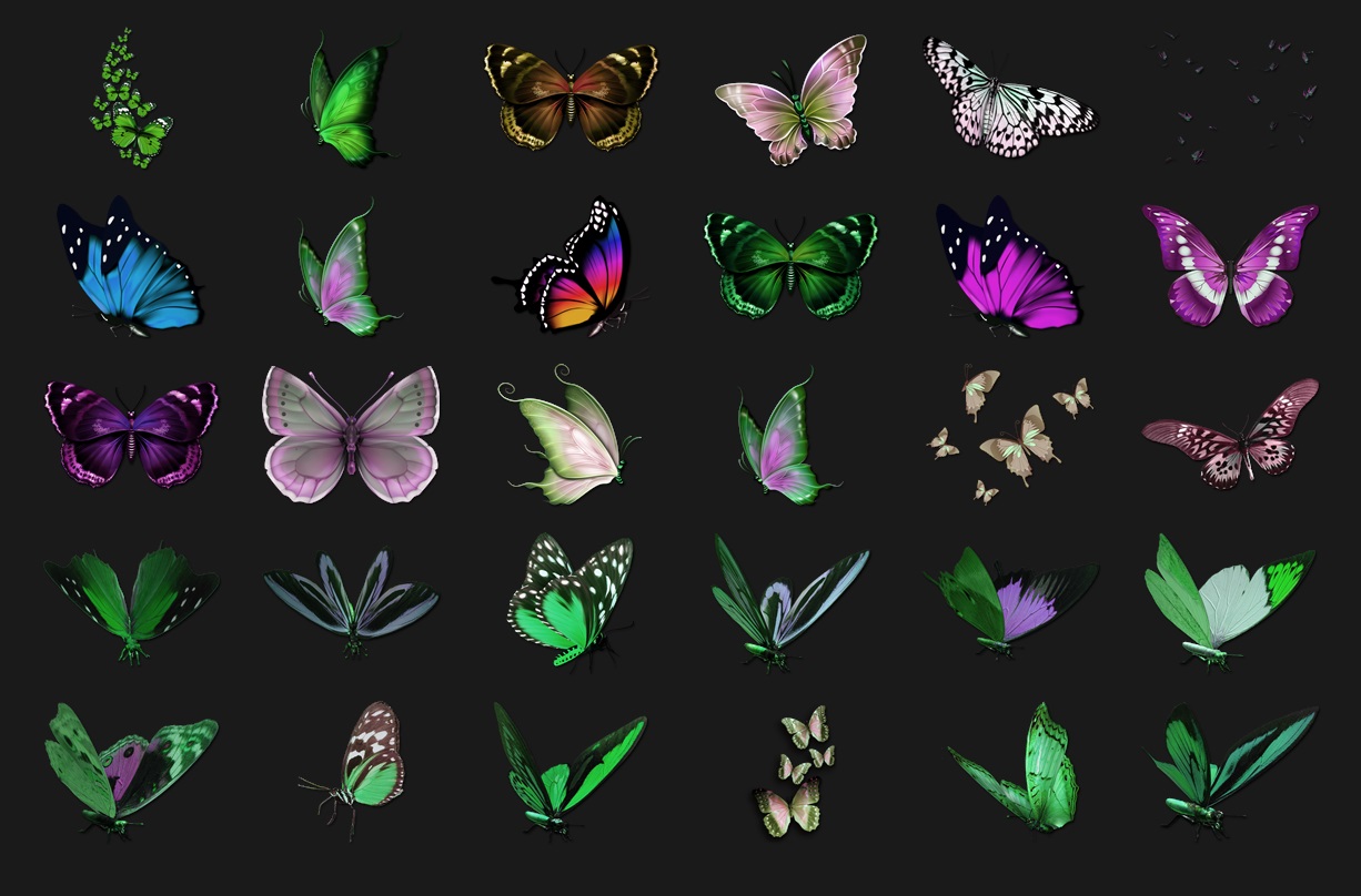 100 BUTTERFLIES PNG PHOTOSHOP OVERLAYS BACKGROUNDS BACKDROPS (531946 ...