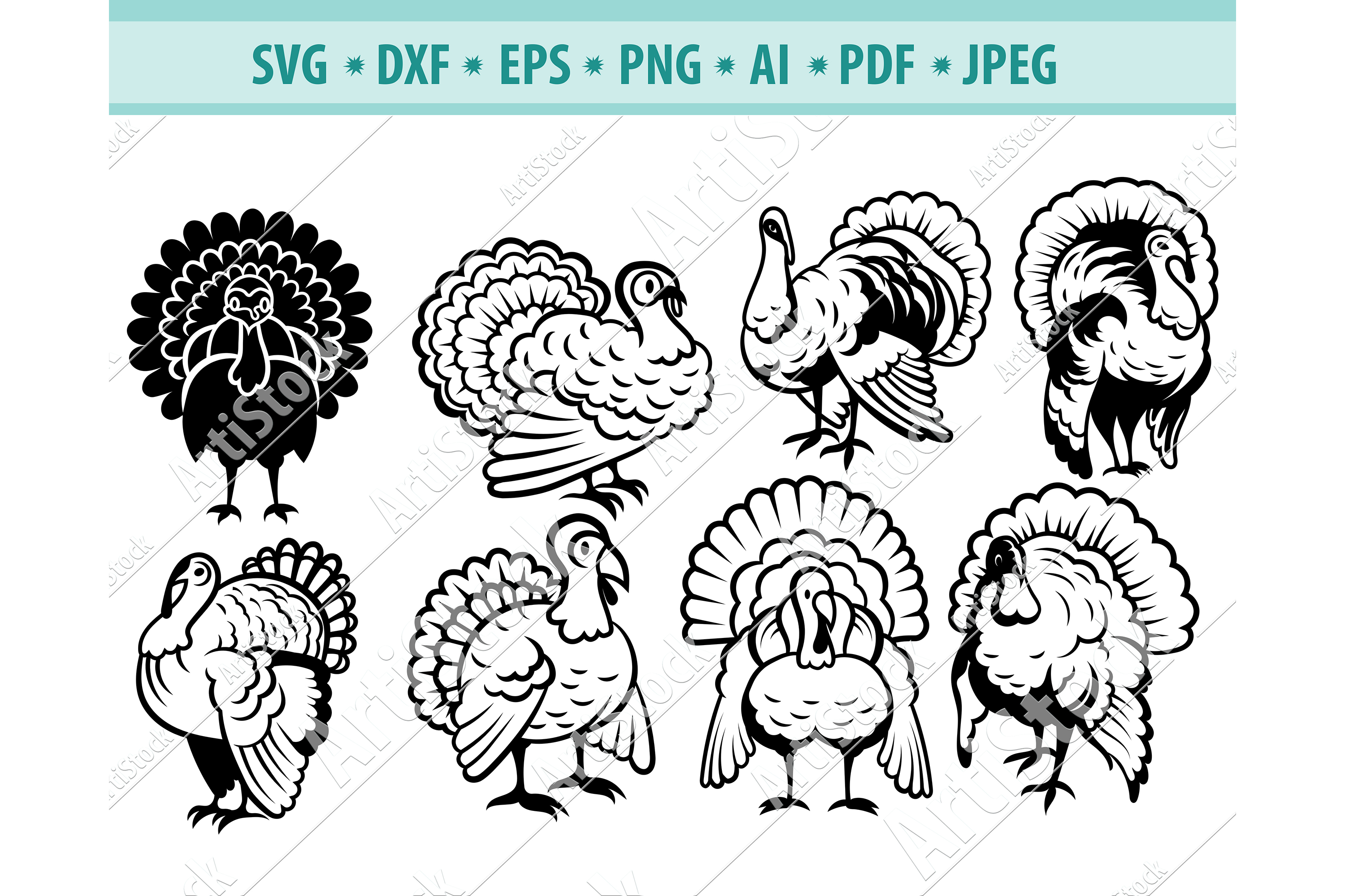 Turkey SVG, Thanksgiving Turkey Png, Thanksgiving Dxf, Eps (520650 ...