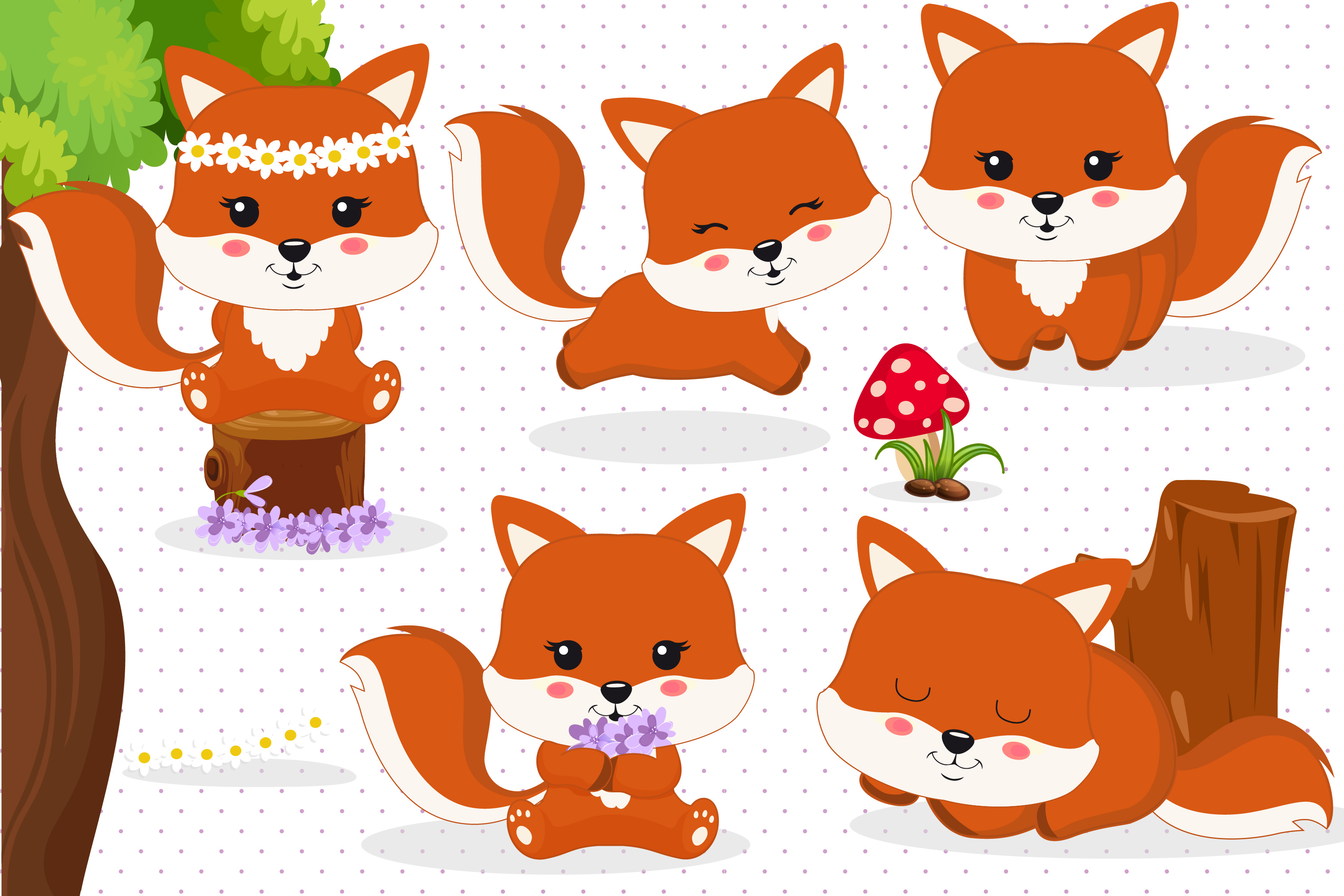 Fox clipart, Fox graphics (30965) | Illustrations | Design Bundles