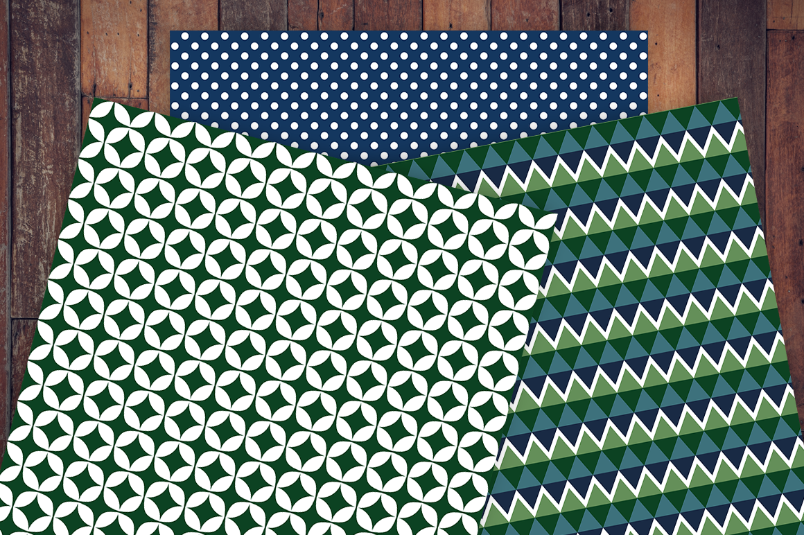 Green, Navy, & Gray Digital Paper Pack (26725) | Backgrounds | Design ...