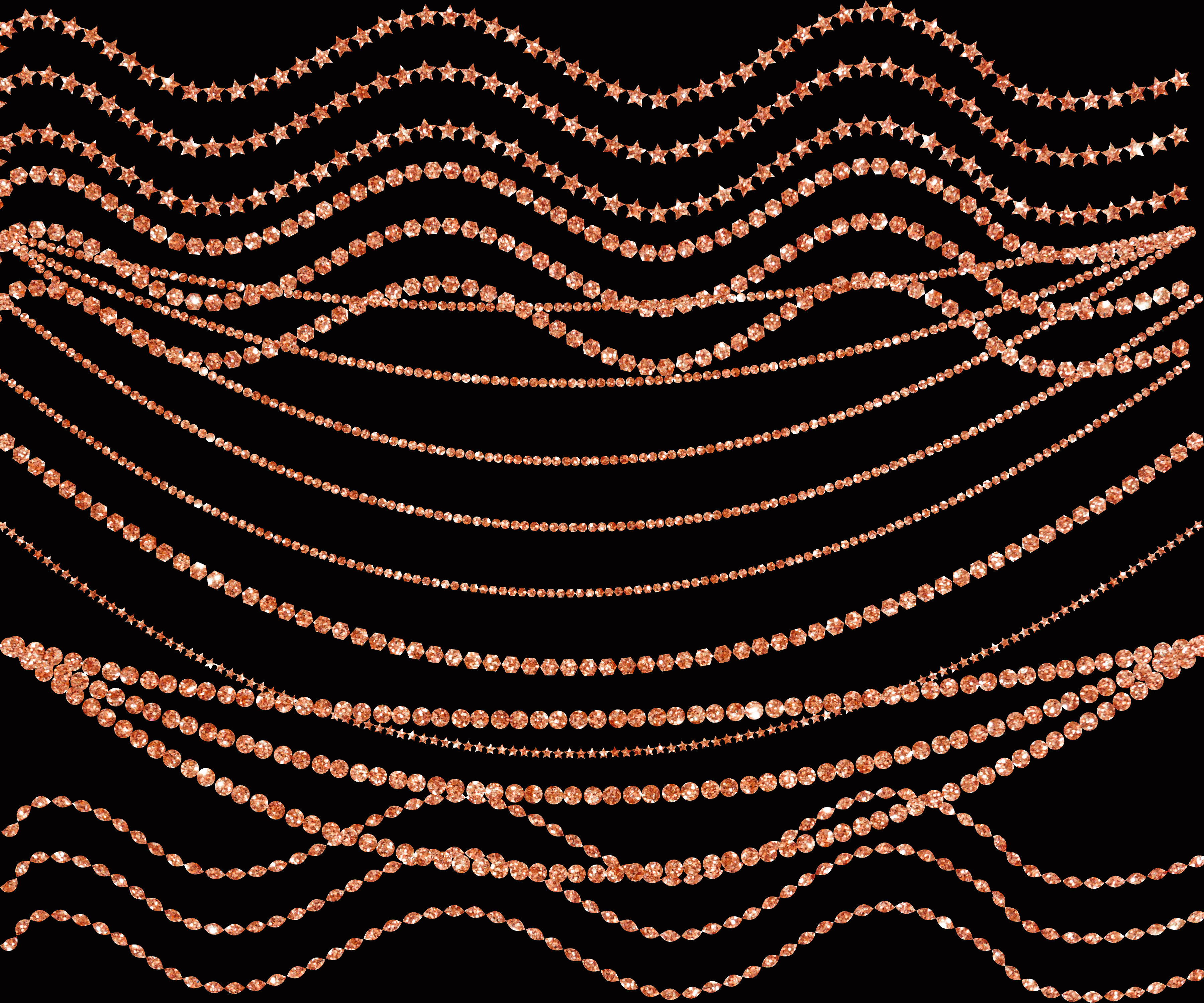 Rose Gold Glitter borders clipart