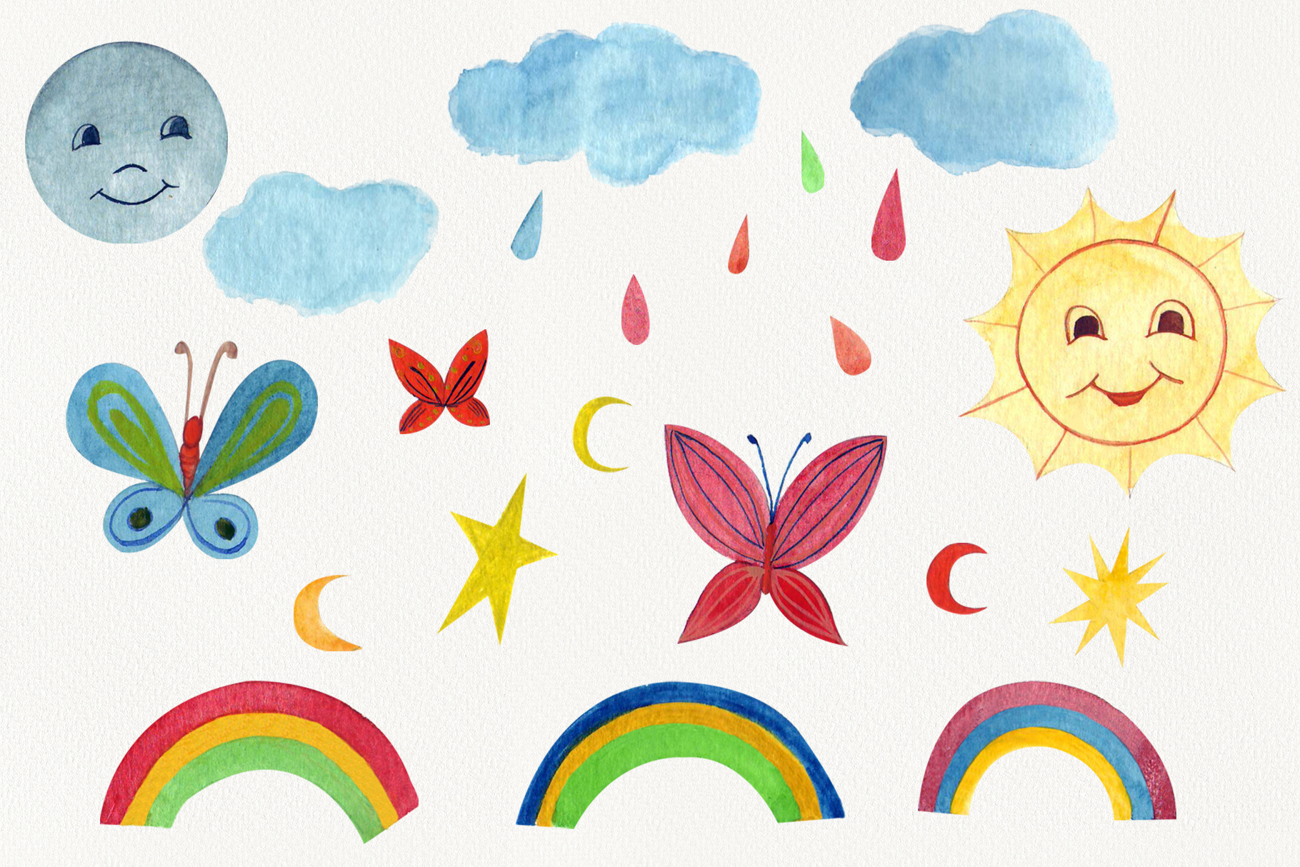 Children's weather clipart (405847) | Illustrations | Design Bundles