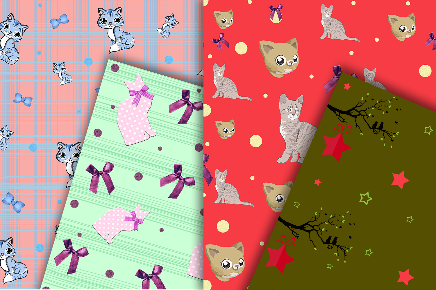 Cat Digital Paper, Cat Scrapbook, Cat Paper Scrapbook, 50OFF