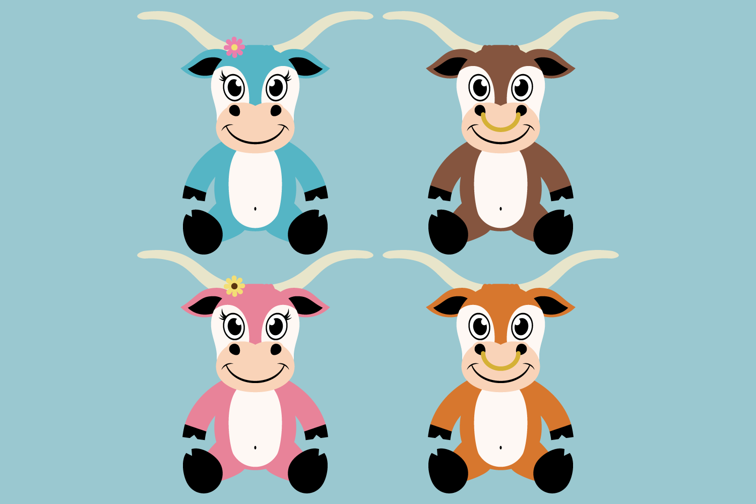 Cute Cow Clipart Bundle, Happy Cow Faces, PNG, JPEG, EPS (378927 ...