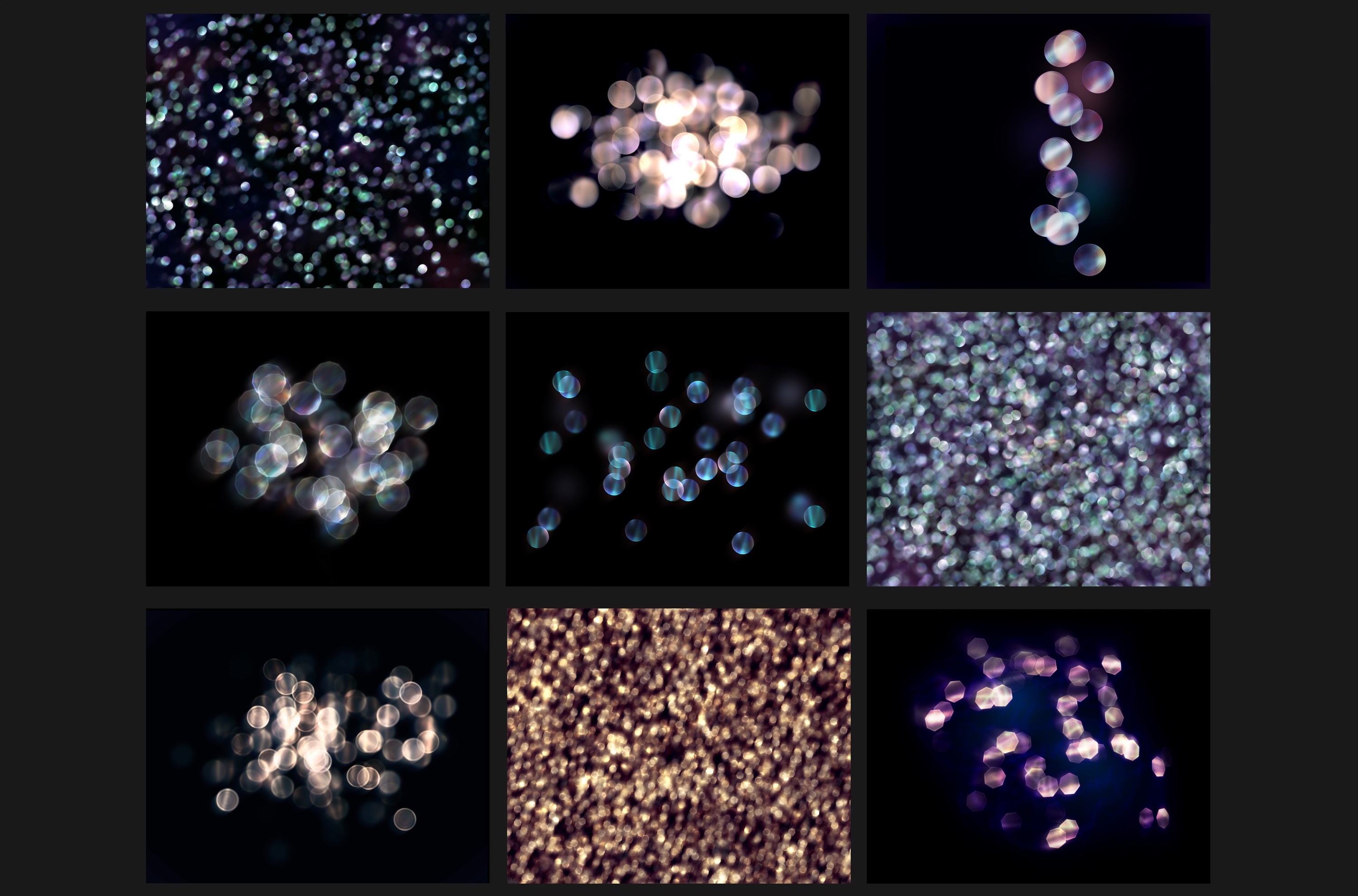 Iridescent bokeh photoshop overlays