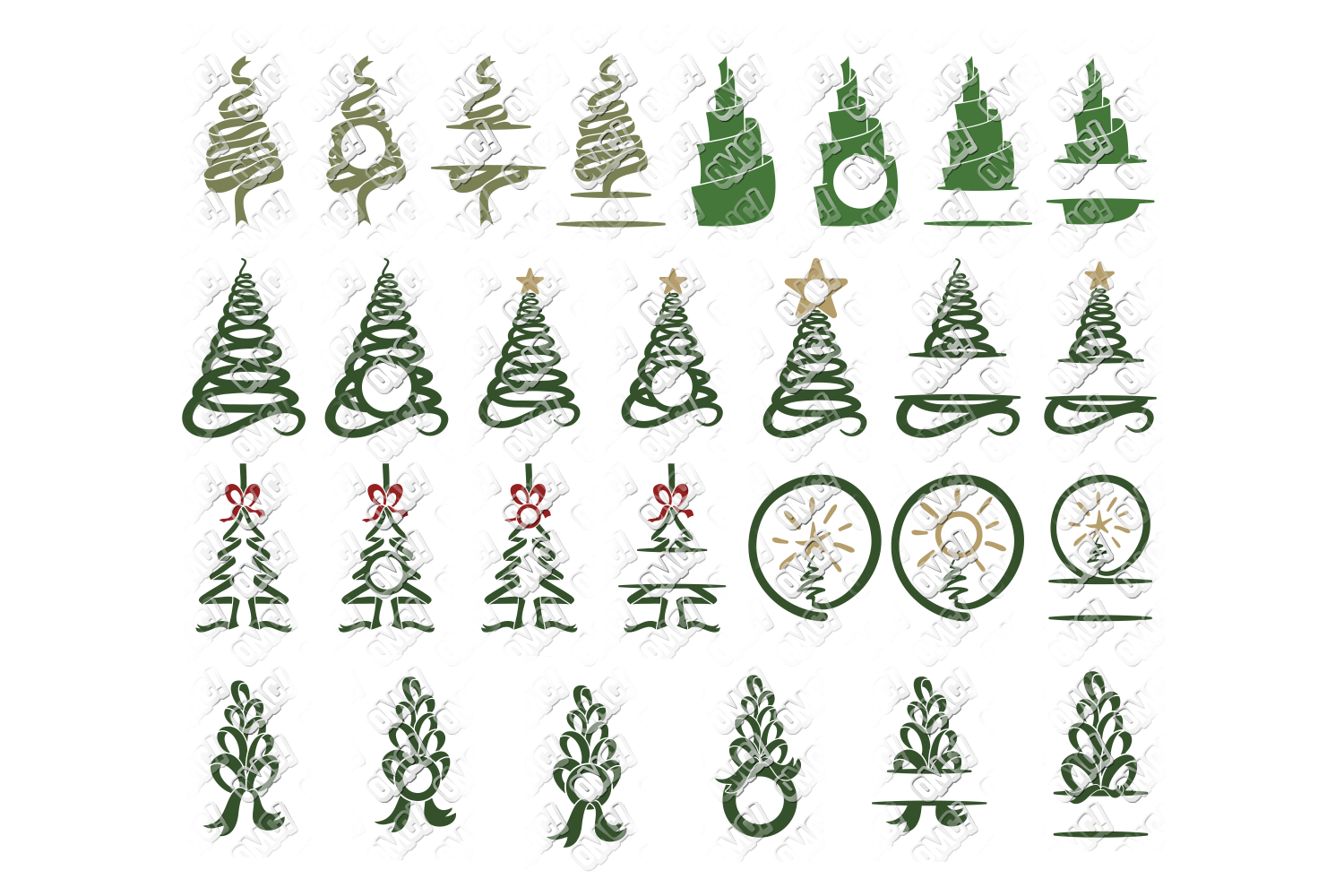 Christmas Tree SVG Monogram in SVG, DXF, PNG, EPS, JPEG