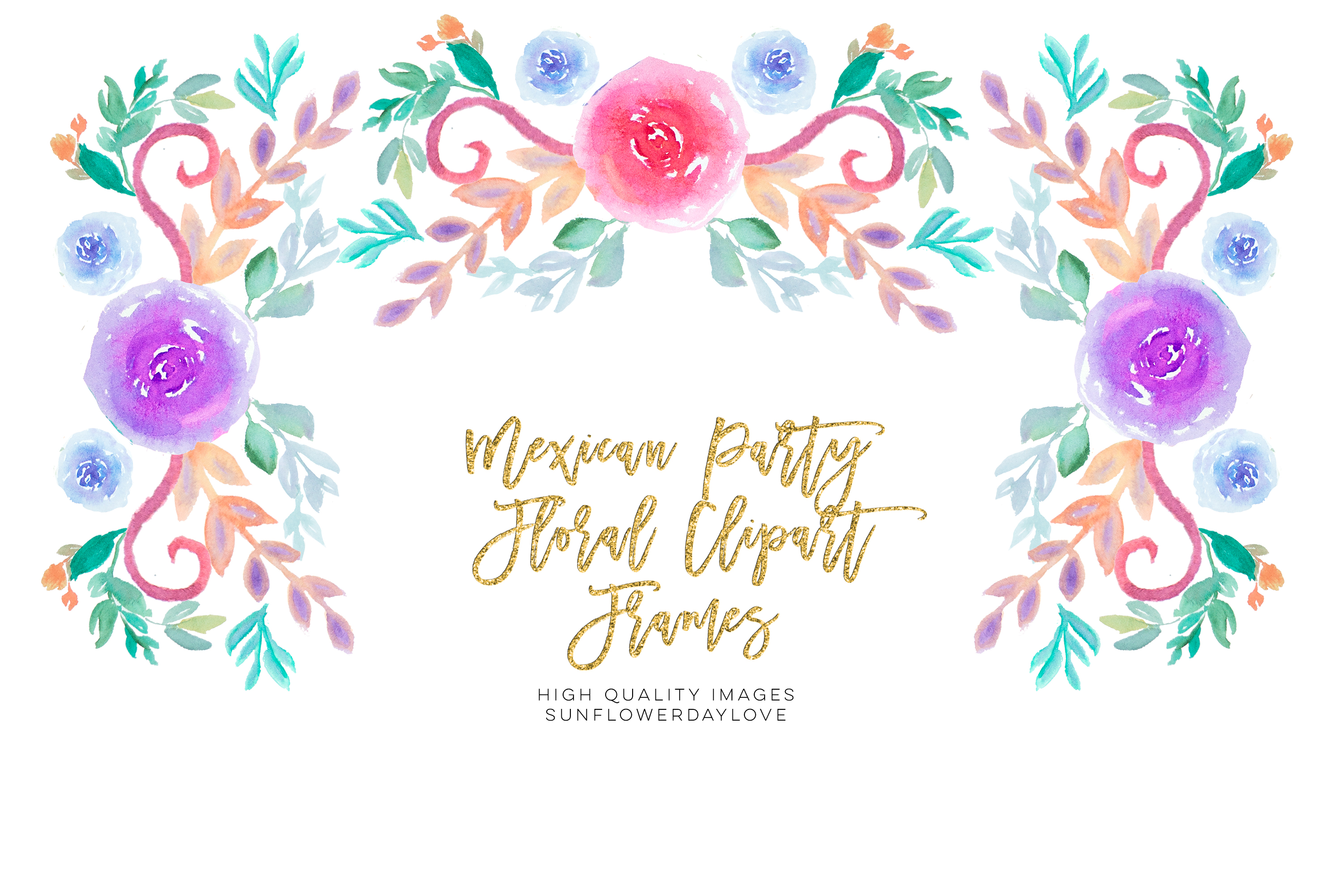 Mexican Fiesta Flowers Clipart, Fiesta Invitation clipart