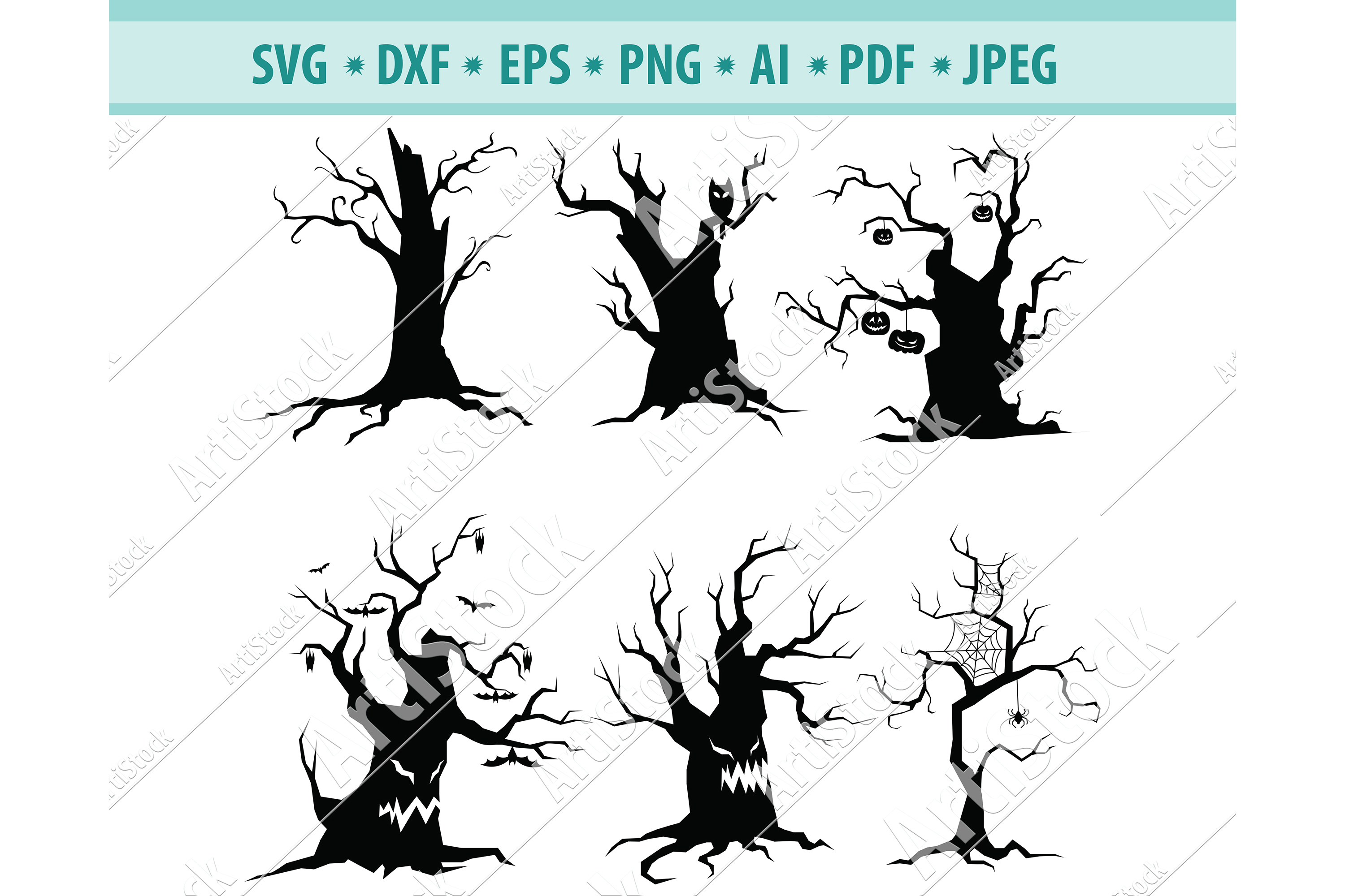 Halloween svg, Spooky SVG, Halloween Tree Svg, Dxf, Png, Eps