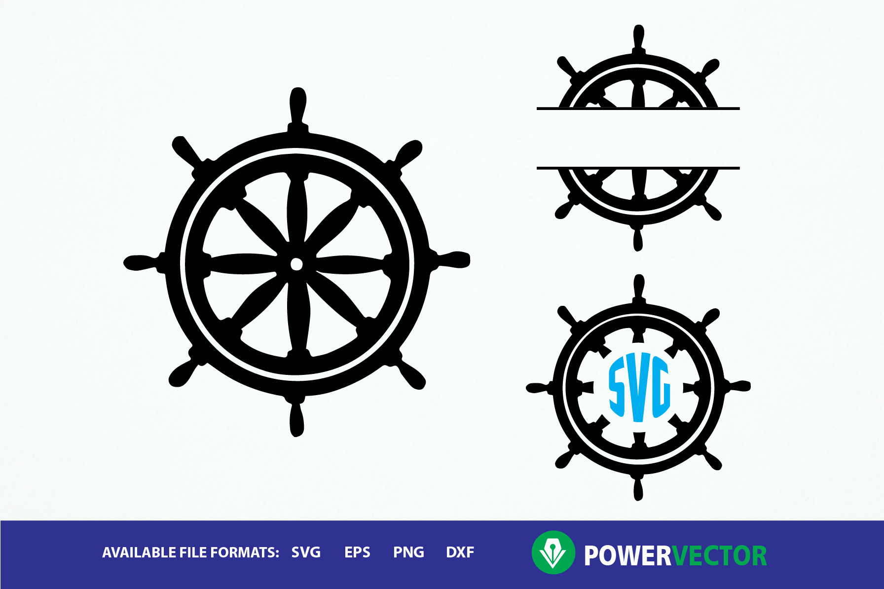 Ship Wheel Clipart Monogram Frames Svg, Dxf, Eps Cut Files