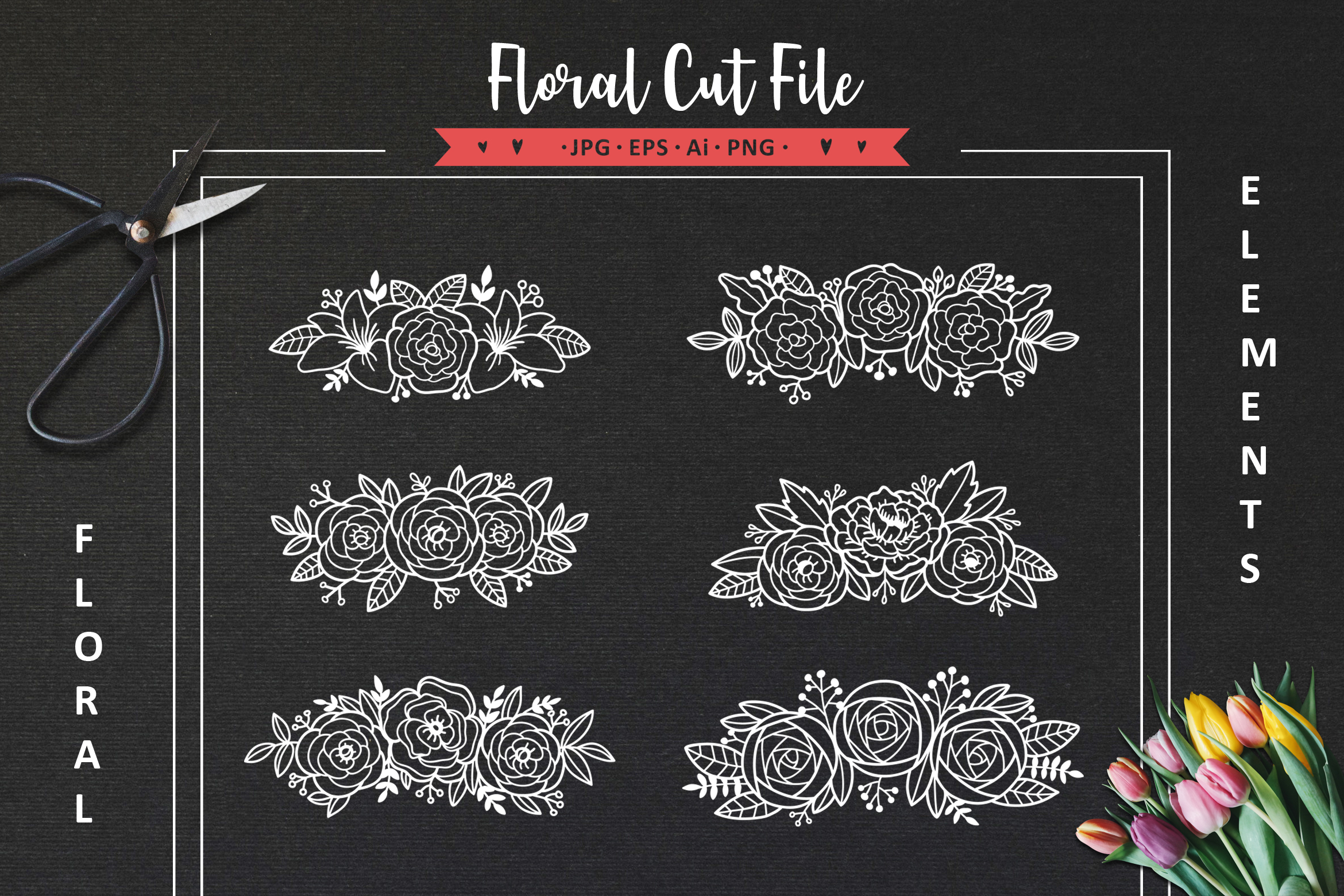 Beautiful Floral Cut File Elements (283488) | Paper Cutting | Design ...