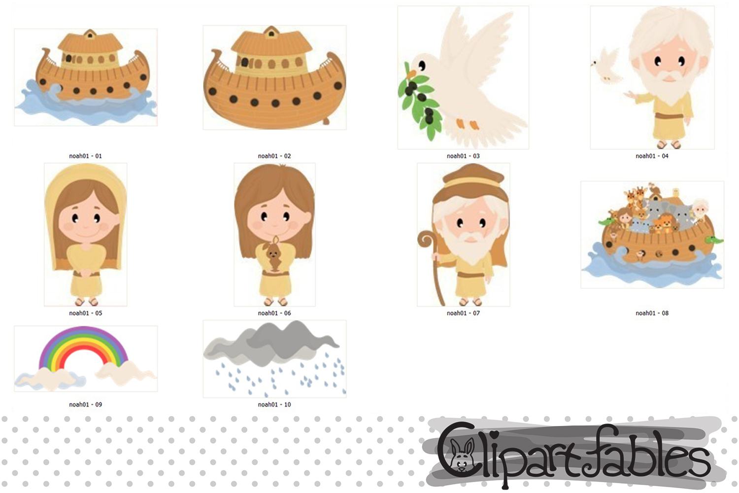 Cute NOAH's ark clipart, Bible theme - INSTANT download (535595 ...