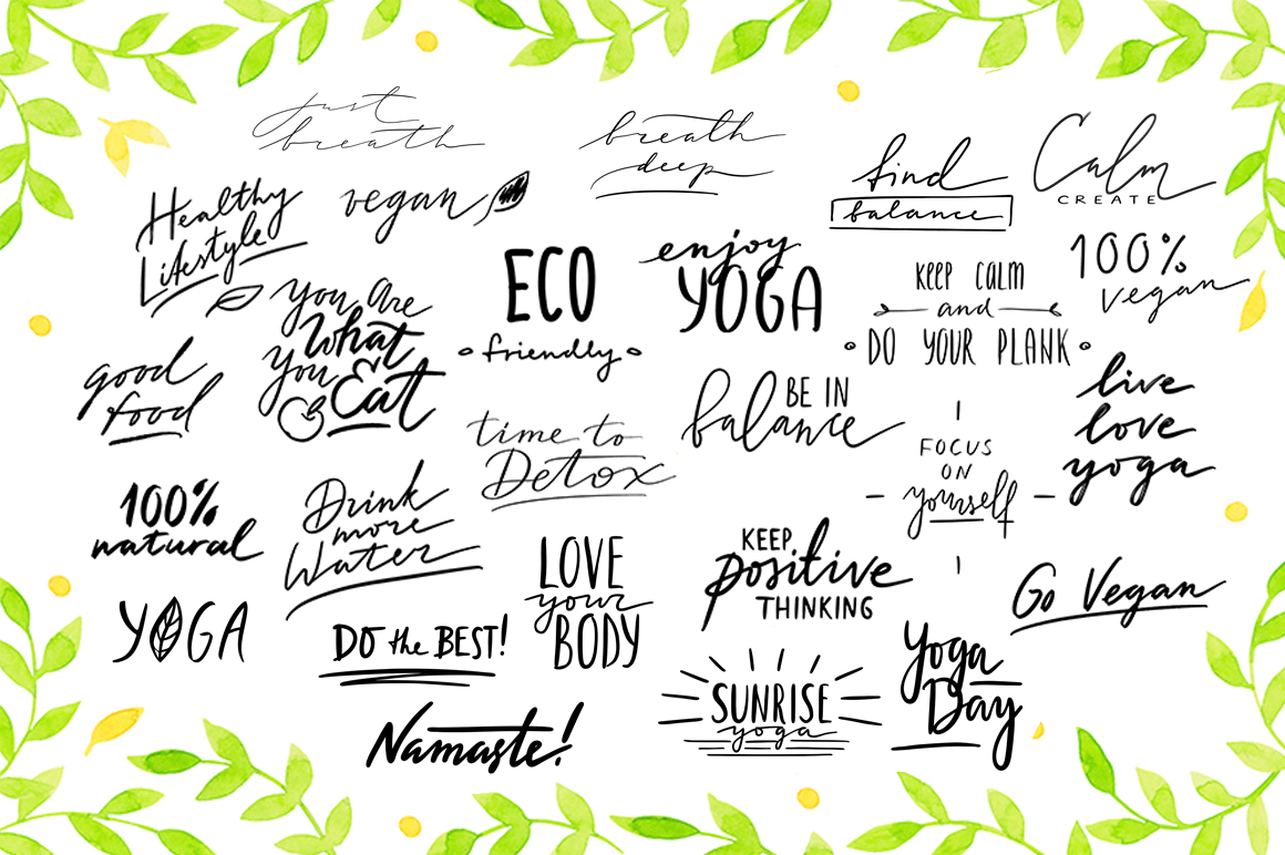 HEALTHY LIFESTYLE - Lettering Pack (107185) | Other | Design Bundles