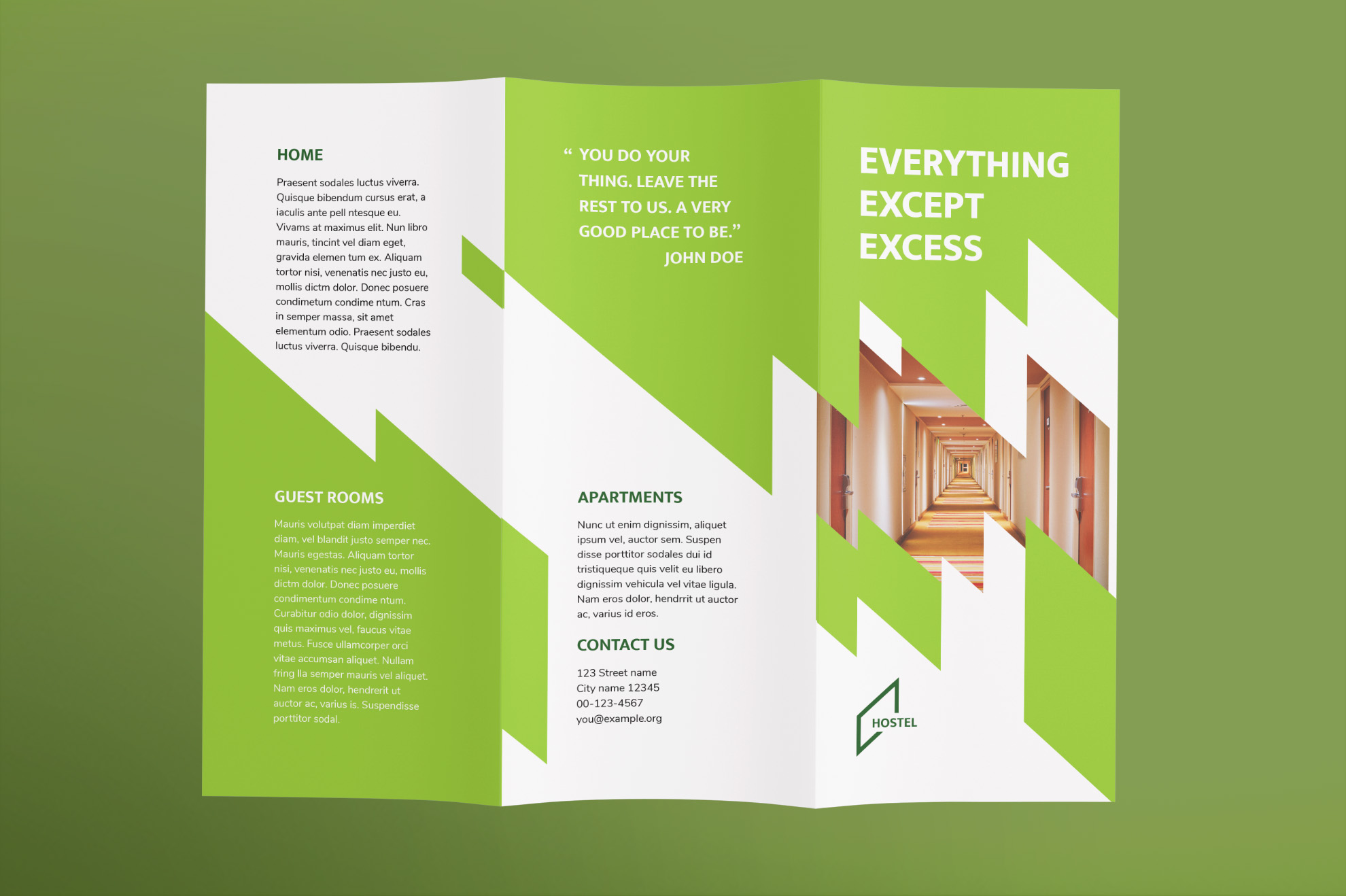 Hostel Brochure Trifold (437750) | Brochures | Design Bundles