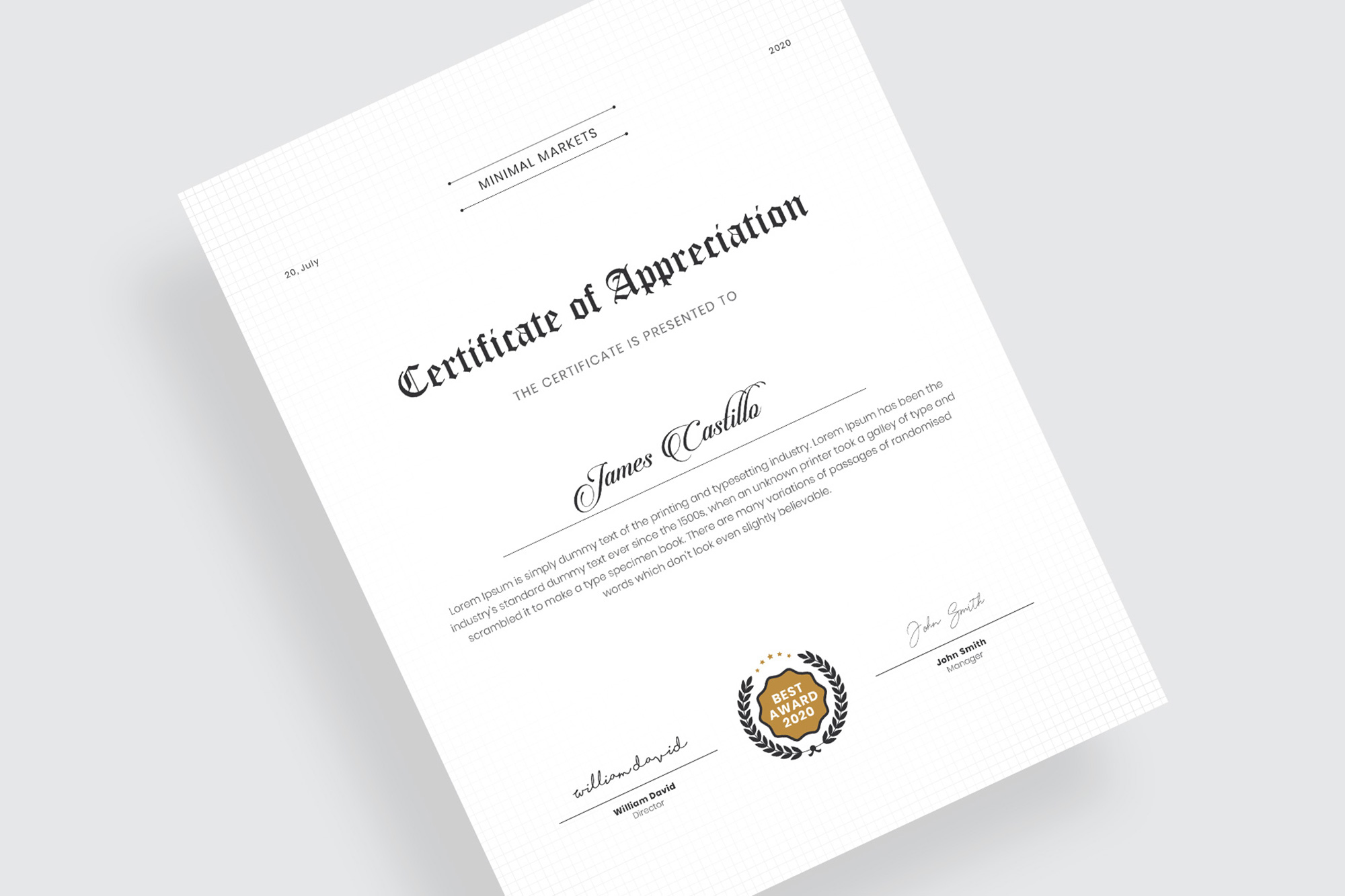 Minimal Certificate Template