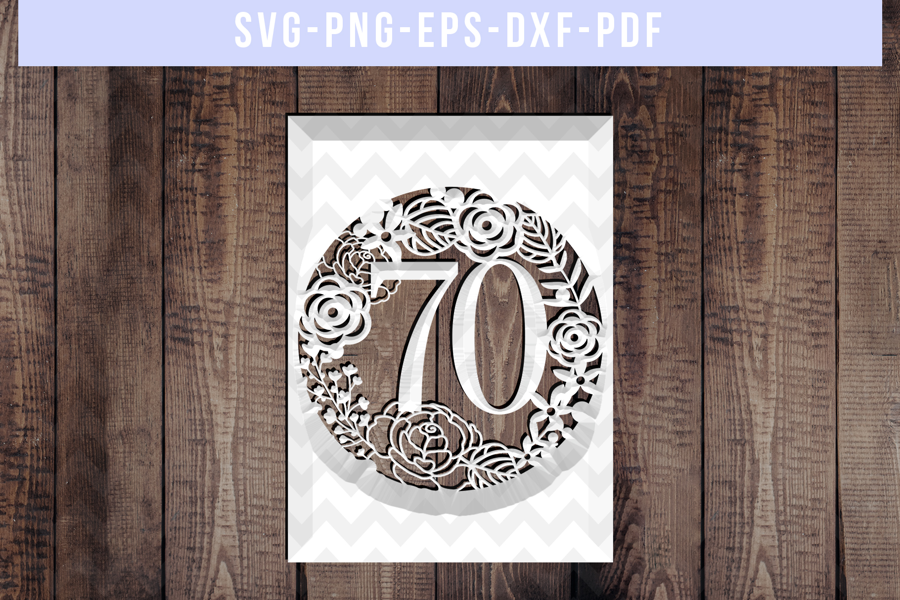 70 Birthday Frame Papercut Template, 70th Birthday, SVG, PDF (271604 ...