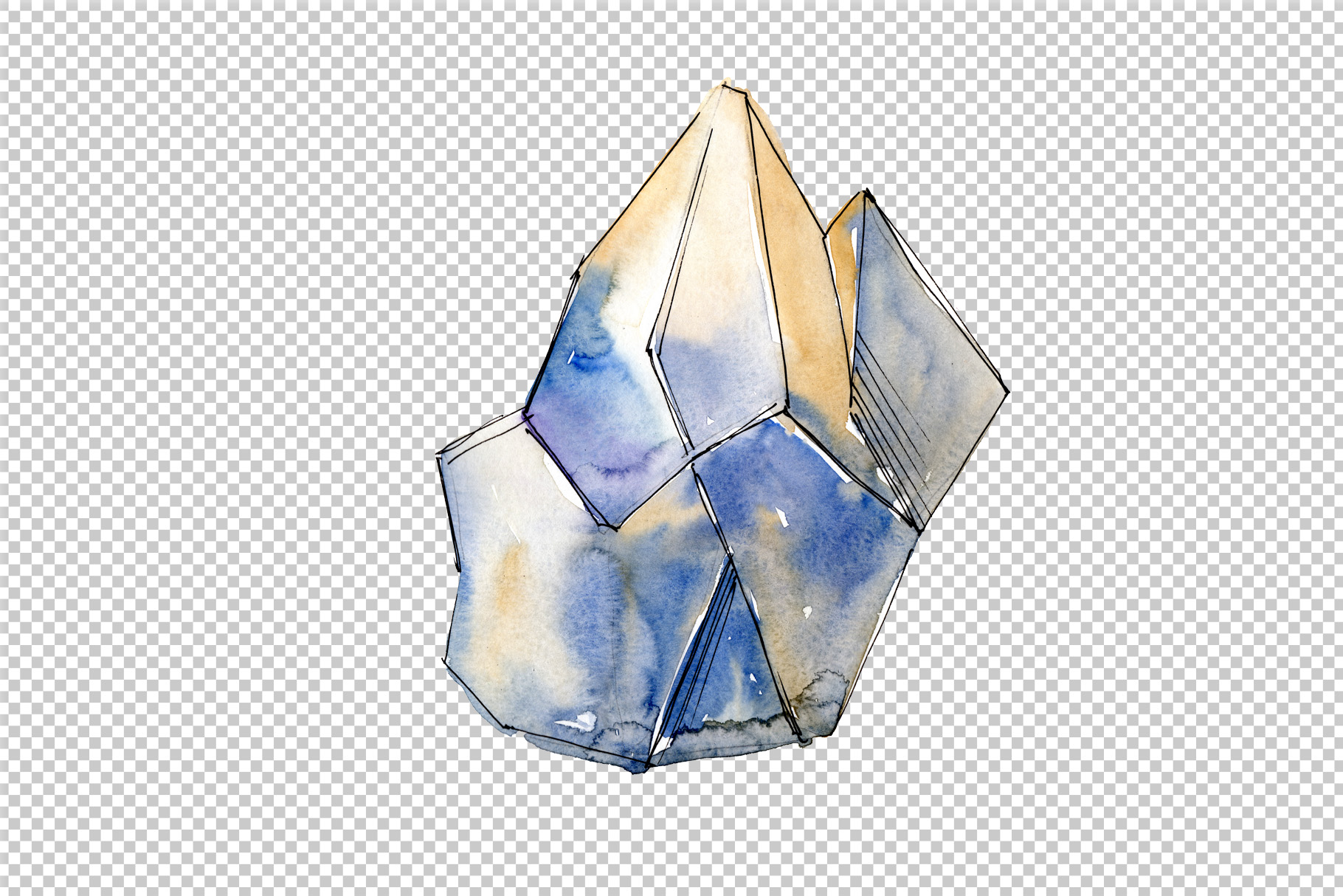 Cool crystals PNG watercolor set (105961) | Illustrations | Design Bundles