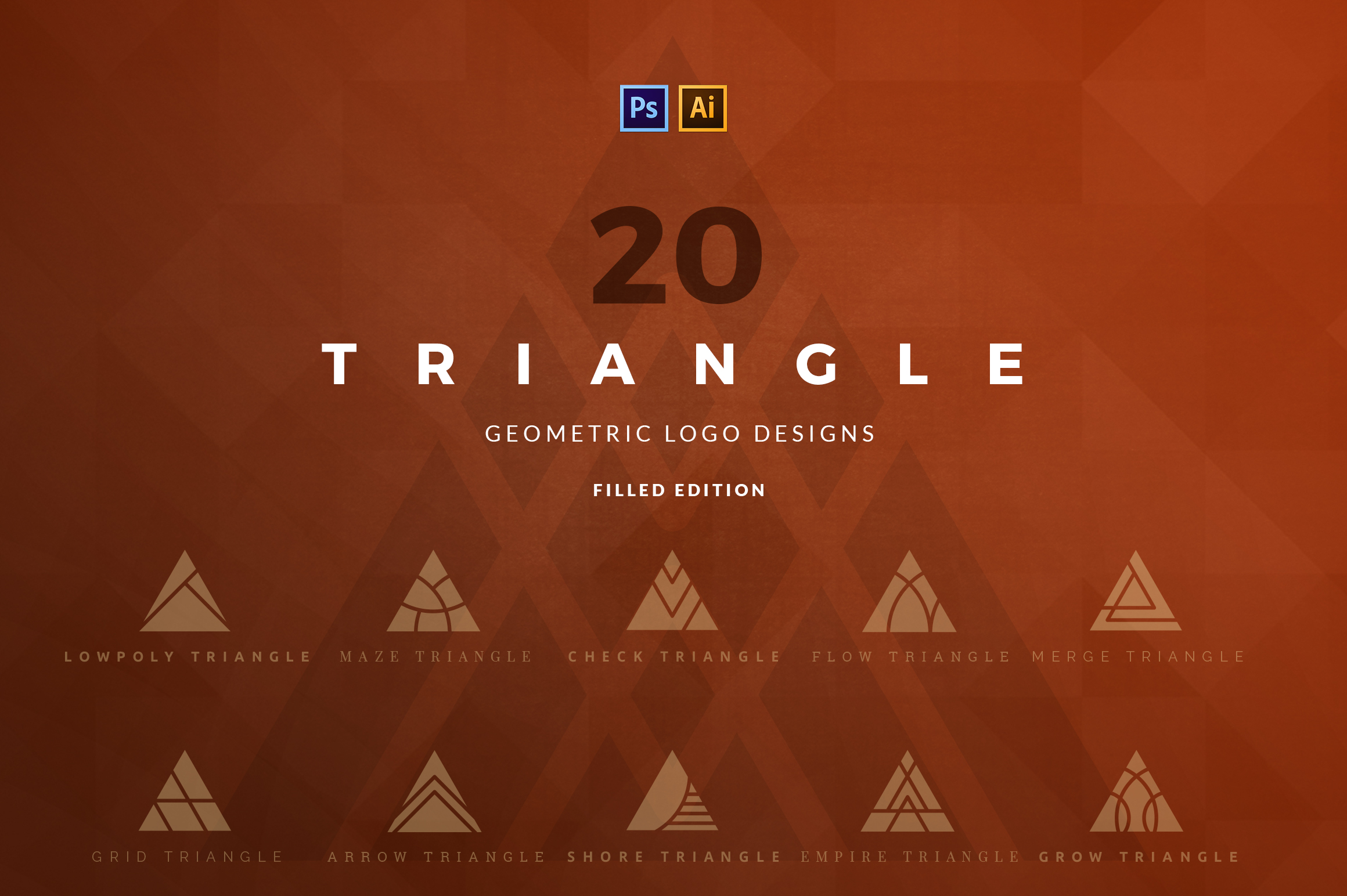 20 Triangle Logos - Filled edition