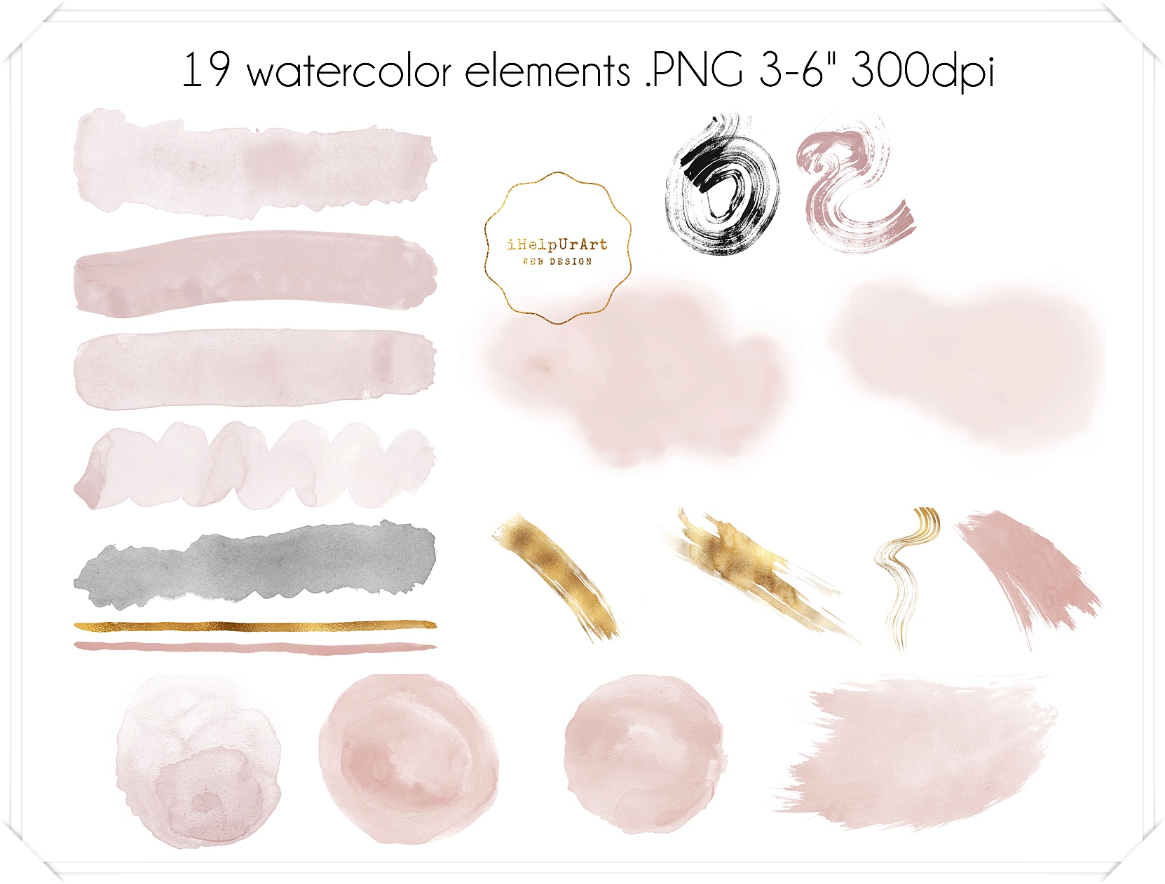 Blush Pink Watercolor Flowers Clip Art (145589) | Objects | Design Bundles