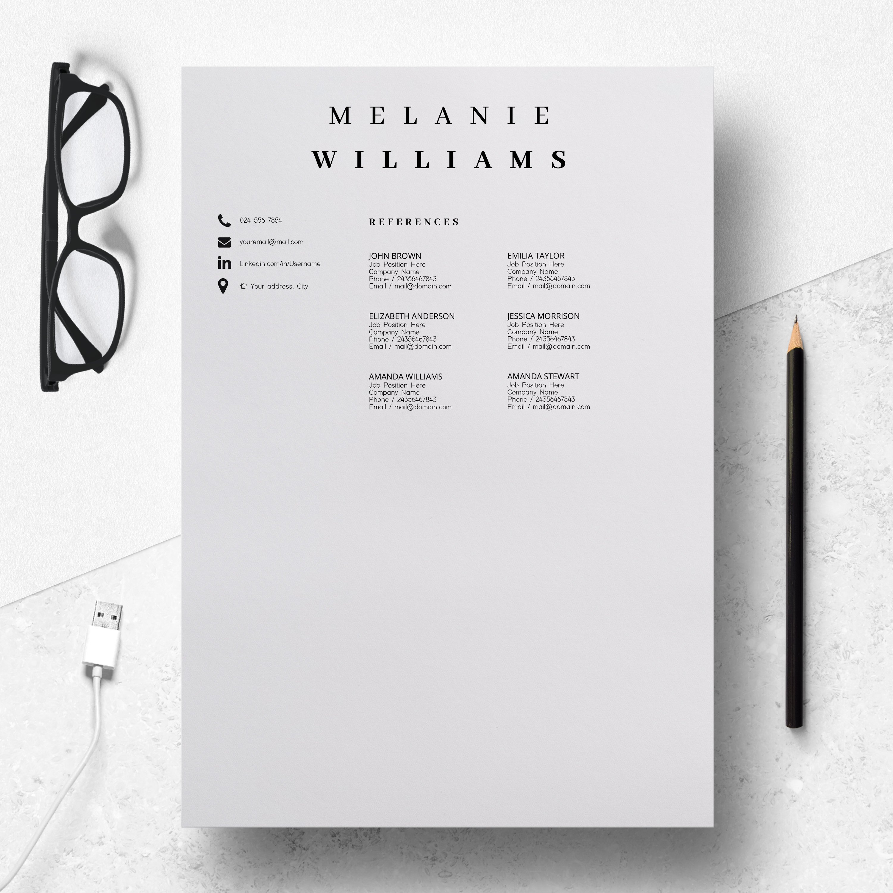 Resume Template Minimalist CV Template Word Melanie 240377 