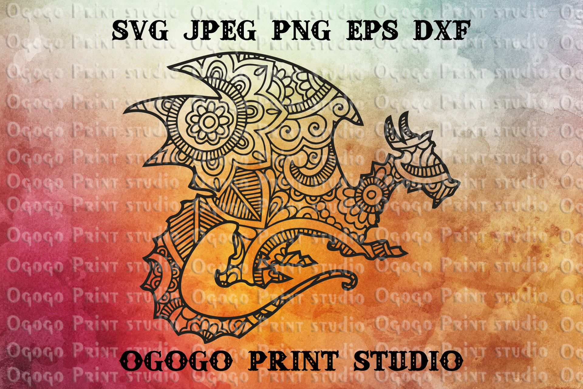 Mandala Style Dragon SVG Zentangle SVG Pet Svg