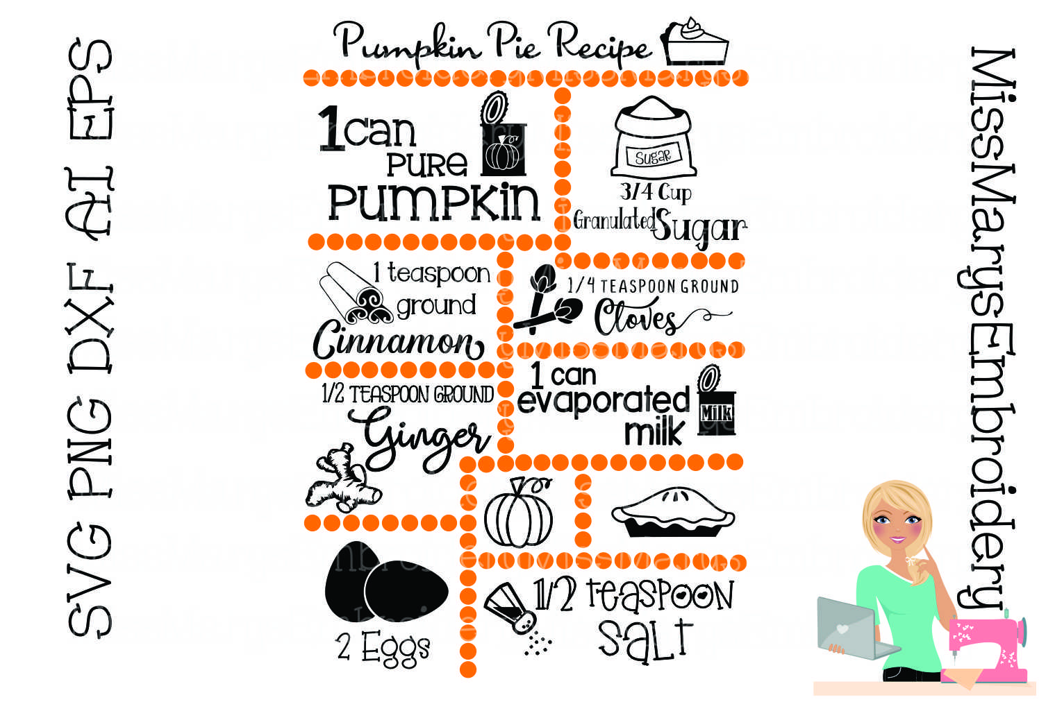 Pumpkin Pie Recipe SVG Cut File (161216) | Cut Files | Design Bundles