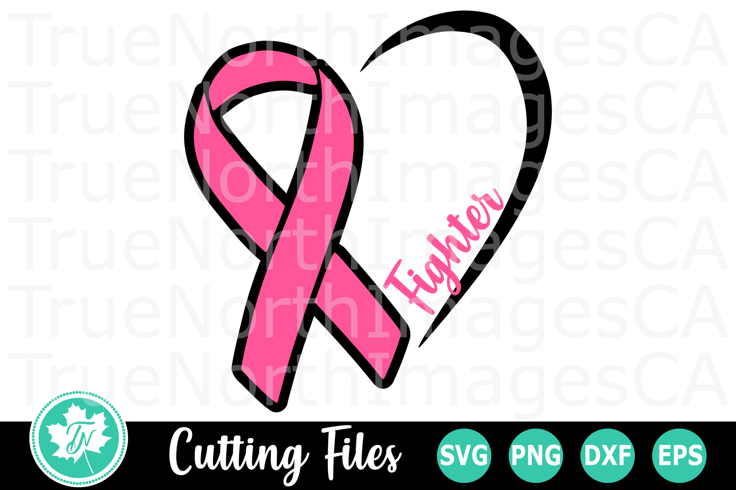 Breast Cancer Ribbon Heart - An Awareness SVG Cut File